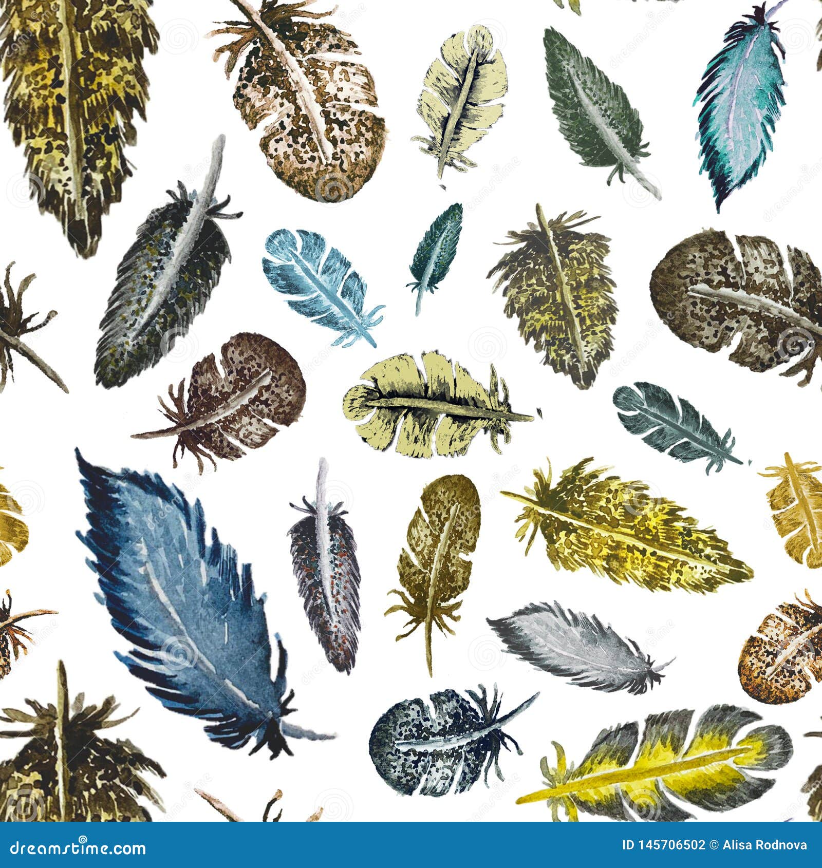 Seamless Pattern of Feathers of Different Colors Stock Illustration ...