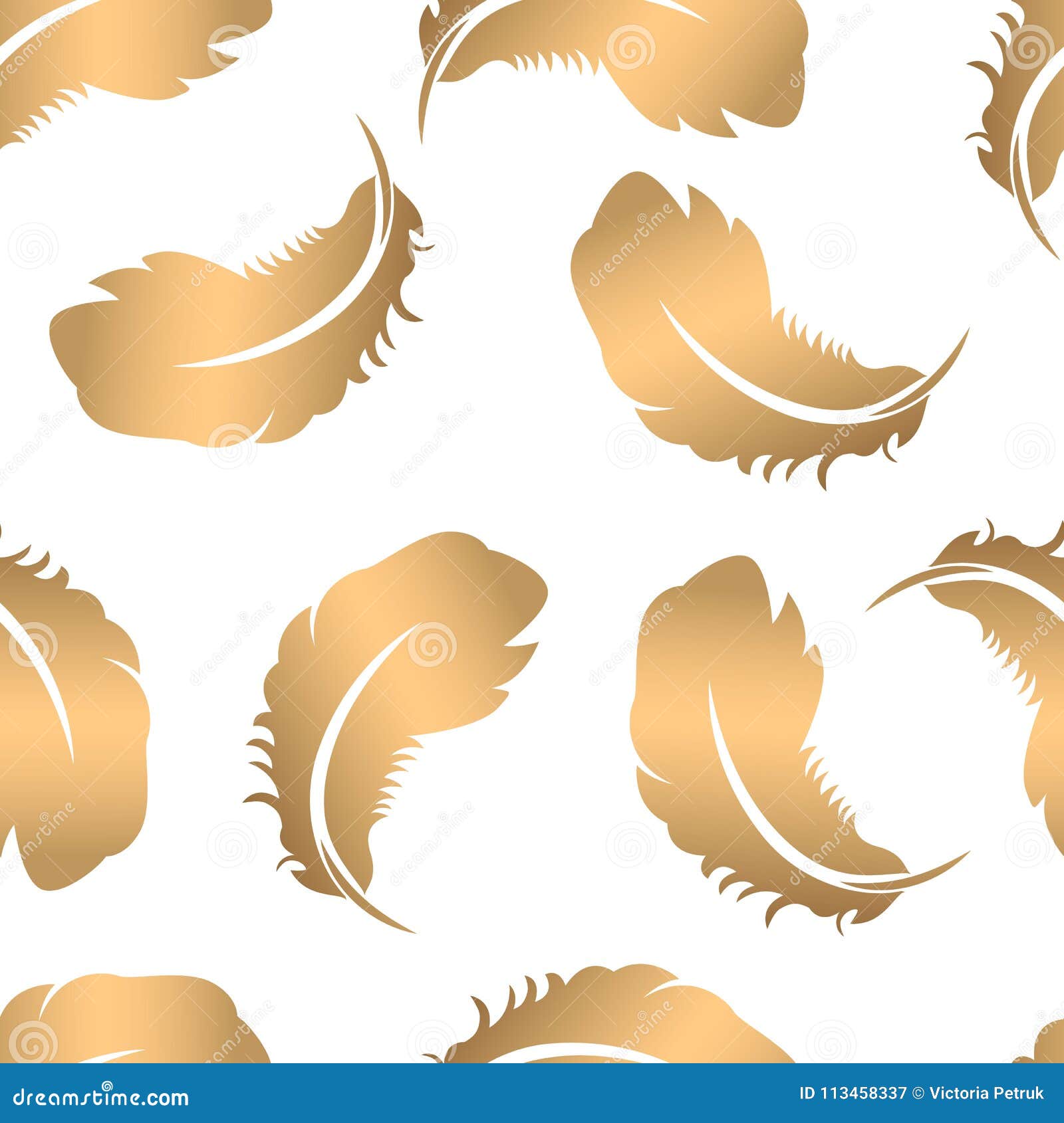 Seamless Pattern with Feathers in Gold Colors Stock Vector ...