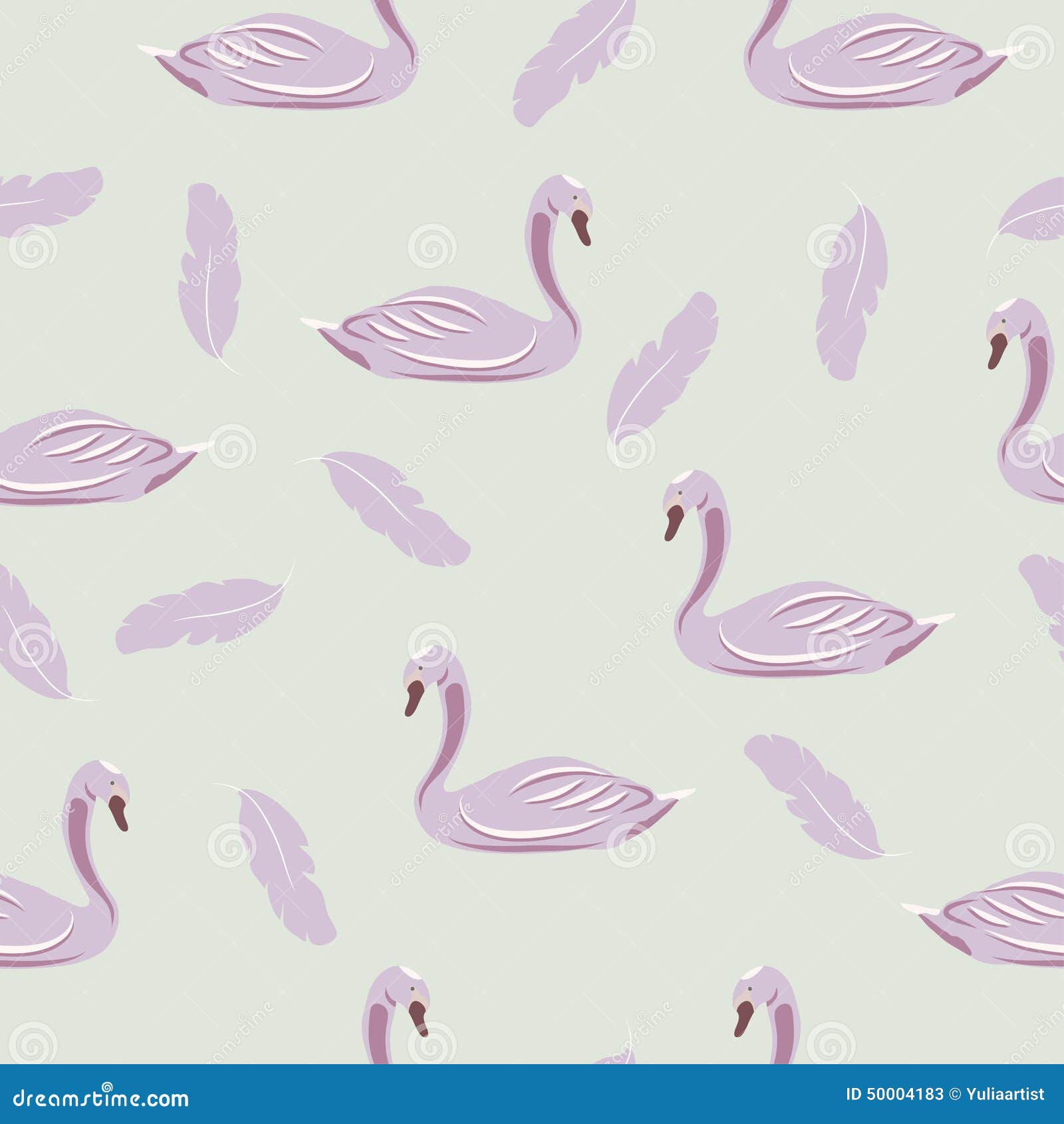 Seamless Pattern with Feathers and Swans Stock Vector - Illustration of ...