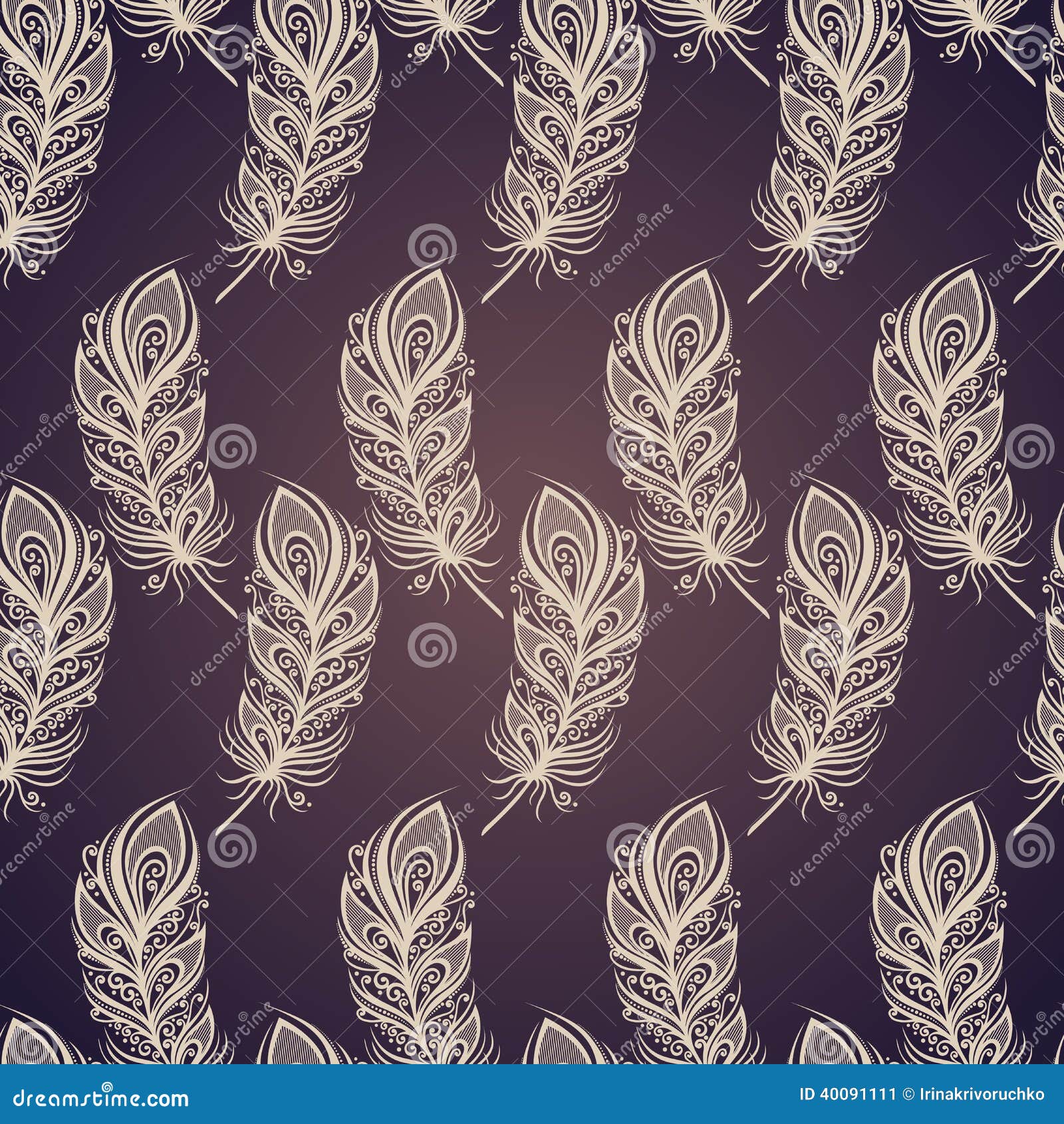 Seamless Pattern with Feathers Stock Vector - Illustration of feather ...