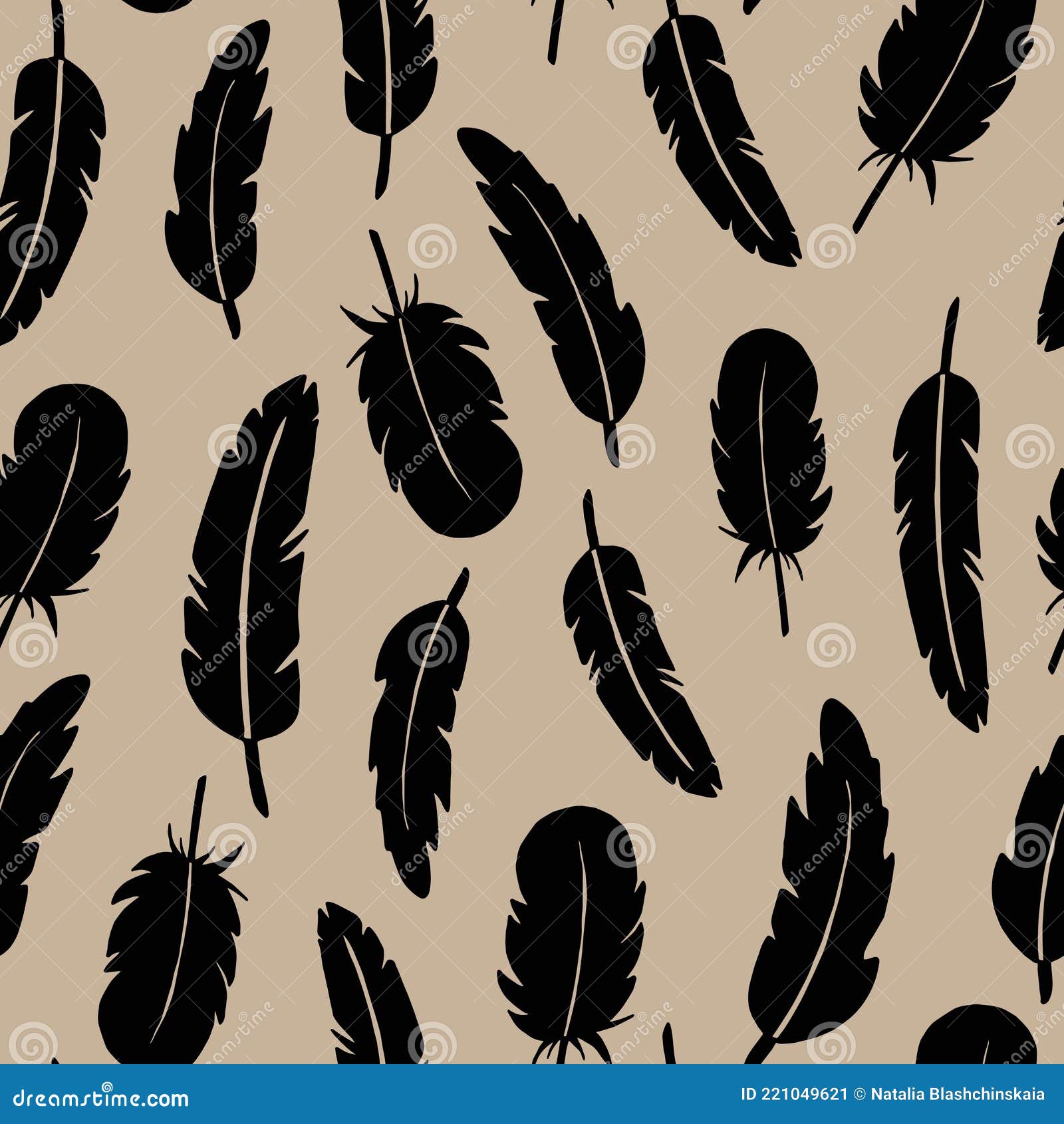 Seamless Pattern with Feathers. Vector Feathers Hand Painted for Design ...