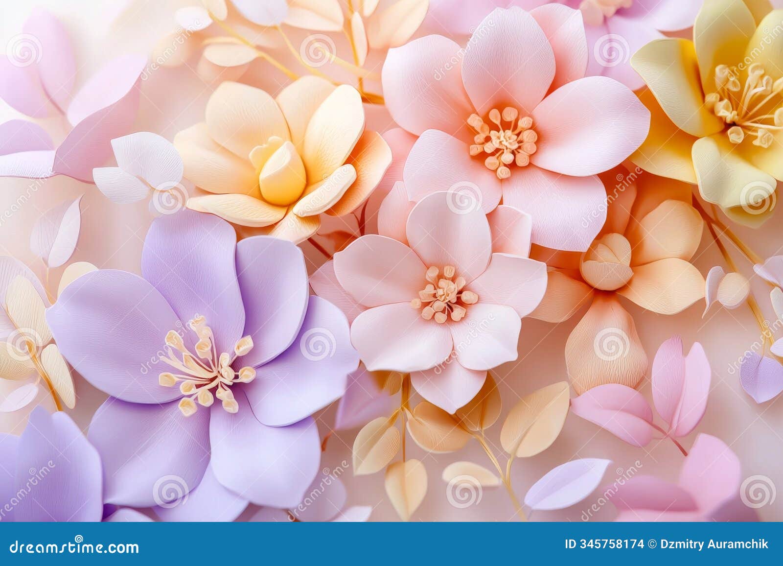 This Seamless Pattern Features a Cute Pastel Flower Background. Stock ...