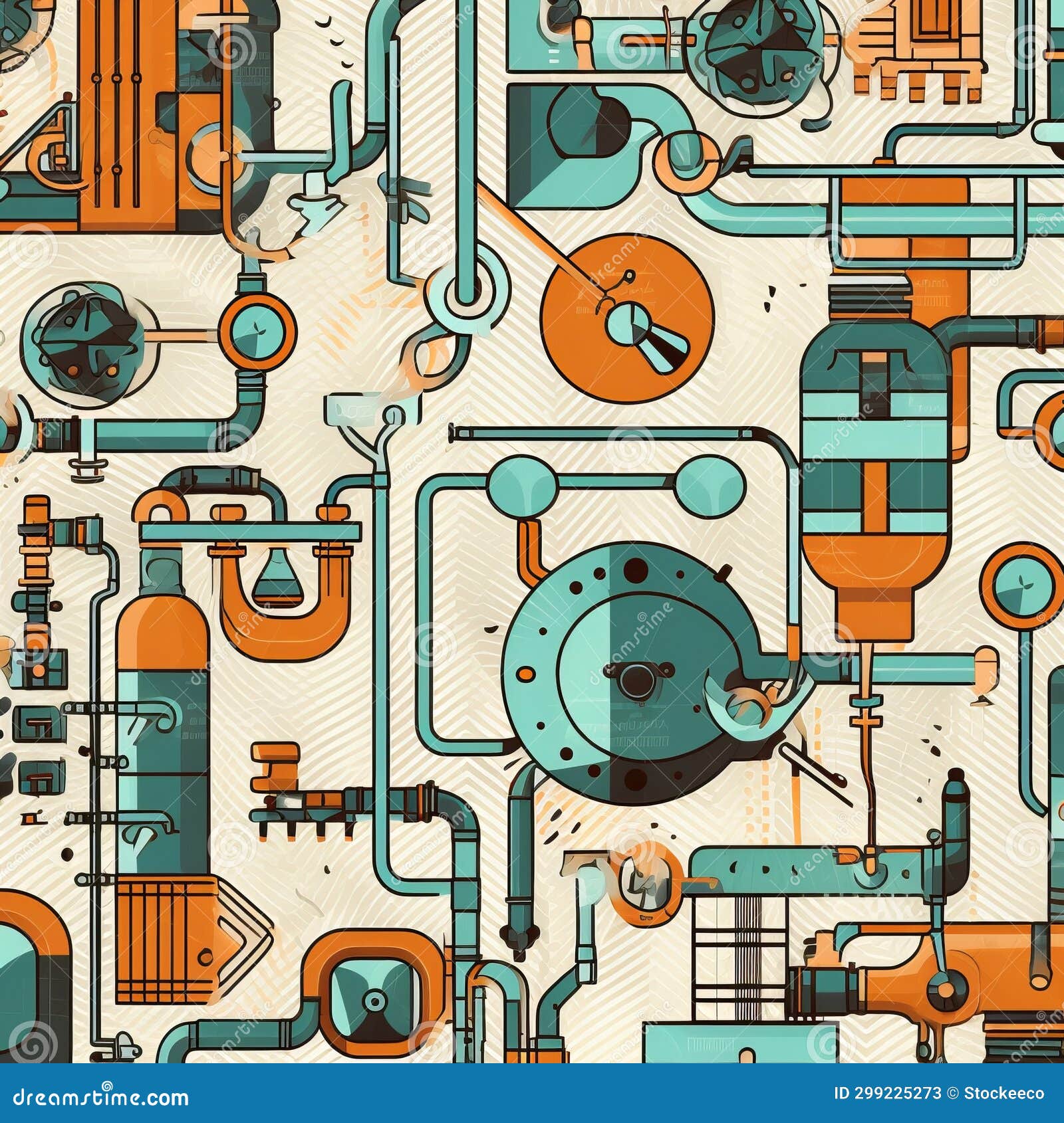 Mechanical Designs: a Detailed Atompunk Pattern with Pipes and ...