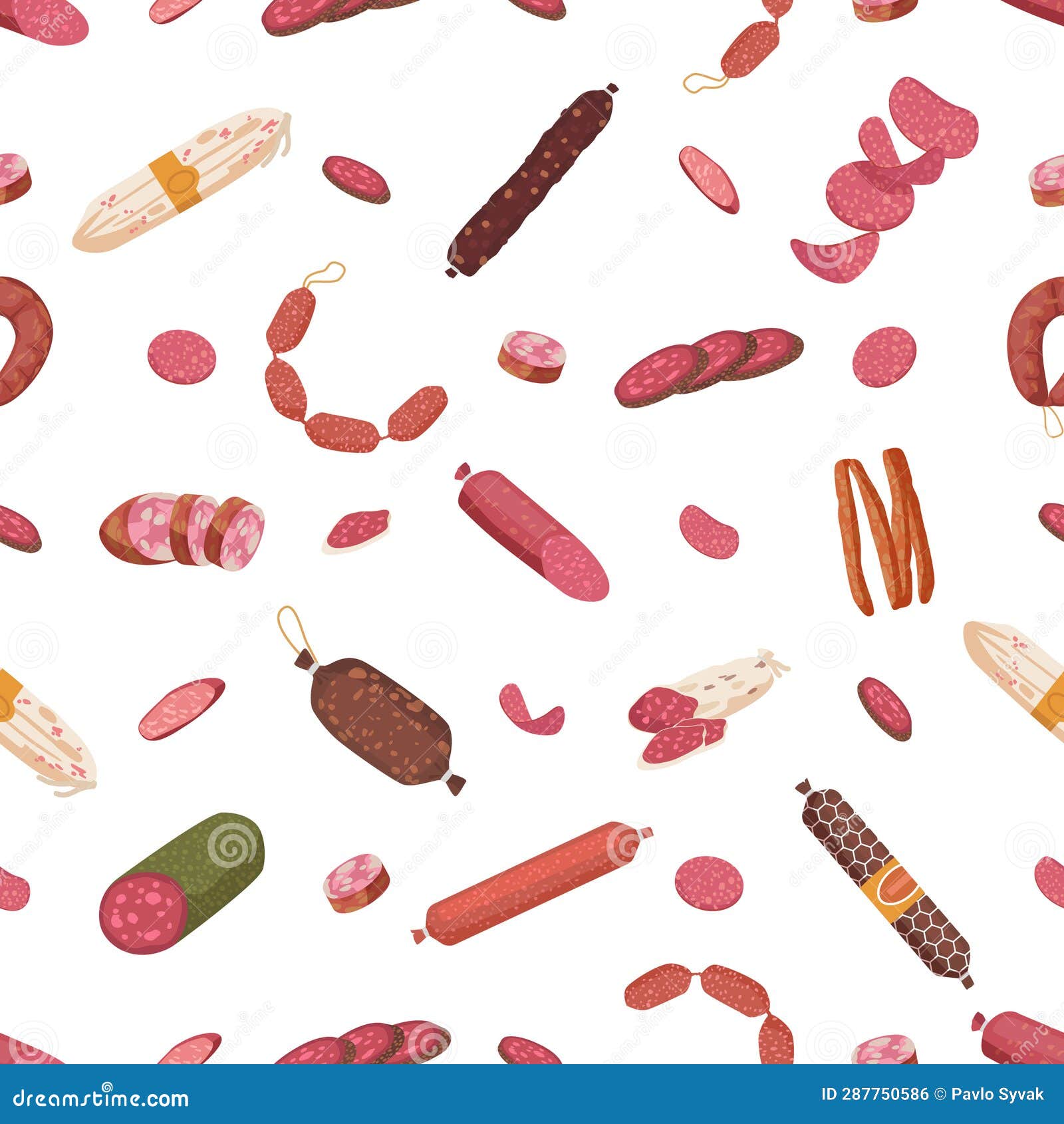 Seamless Pattern Featuring Delicious Sausages. Quirky Creative Tile ...