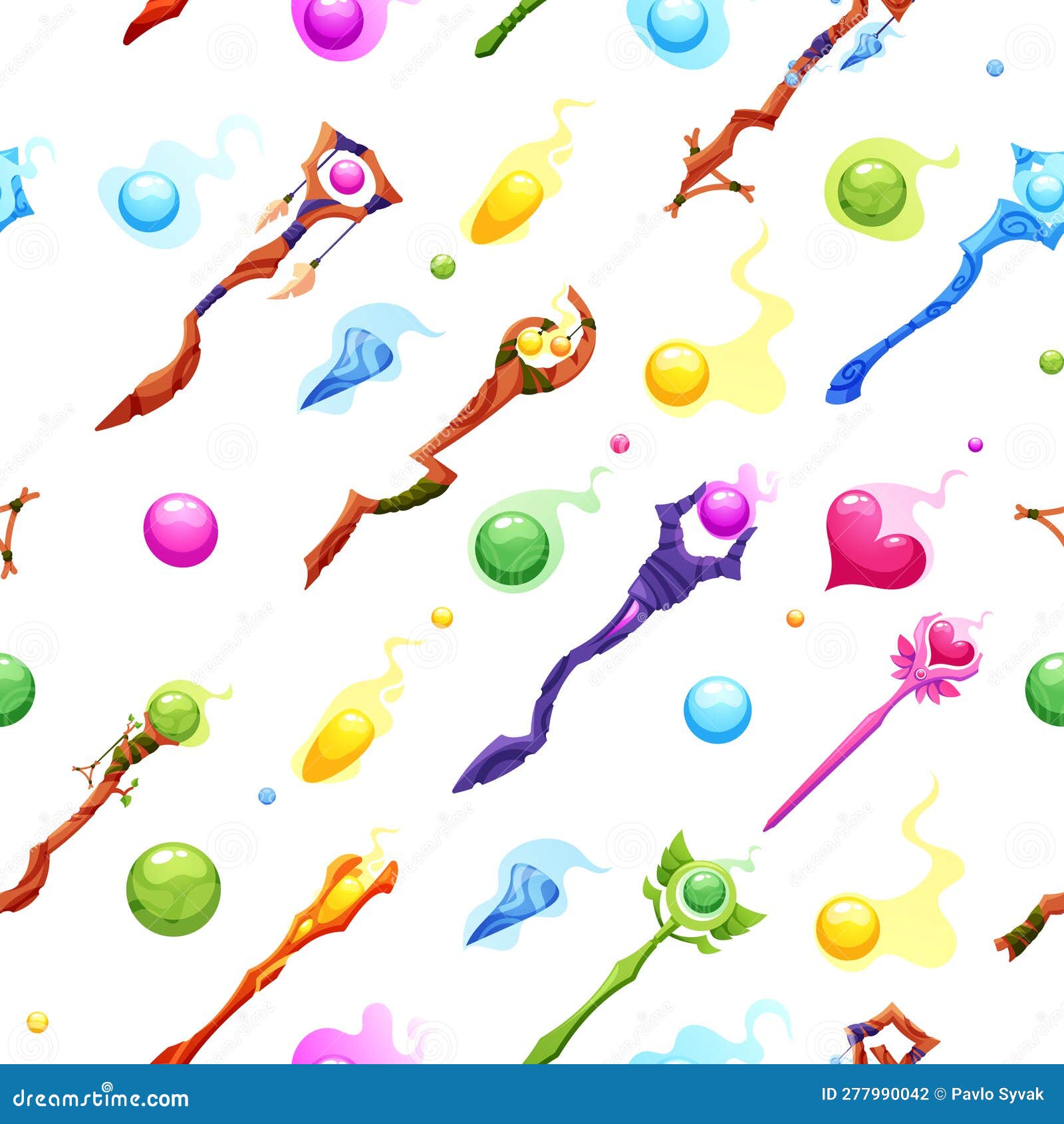 Seamless Pattern Featuring Magic Staff Design, Perfect for Mystical and ...