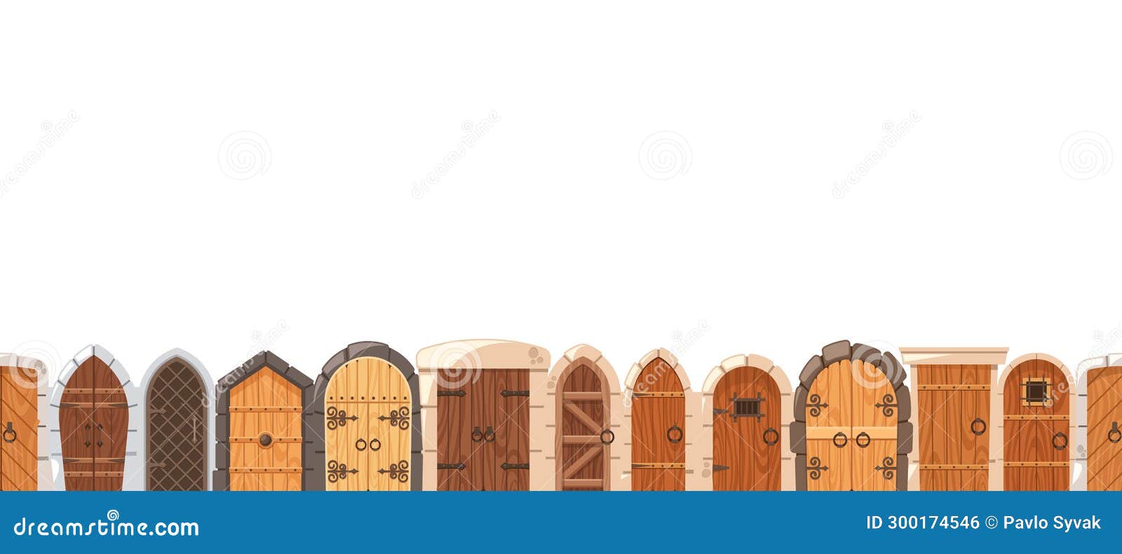 Seamless Pattern Featuring Medieval Doors, Creating a Captivating and ...
