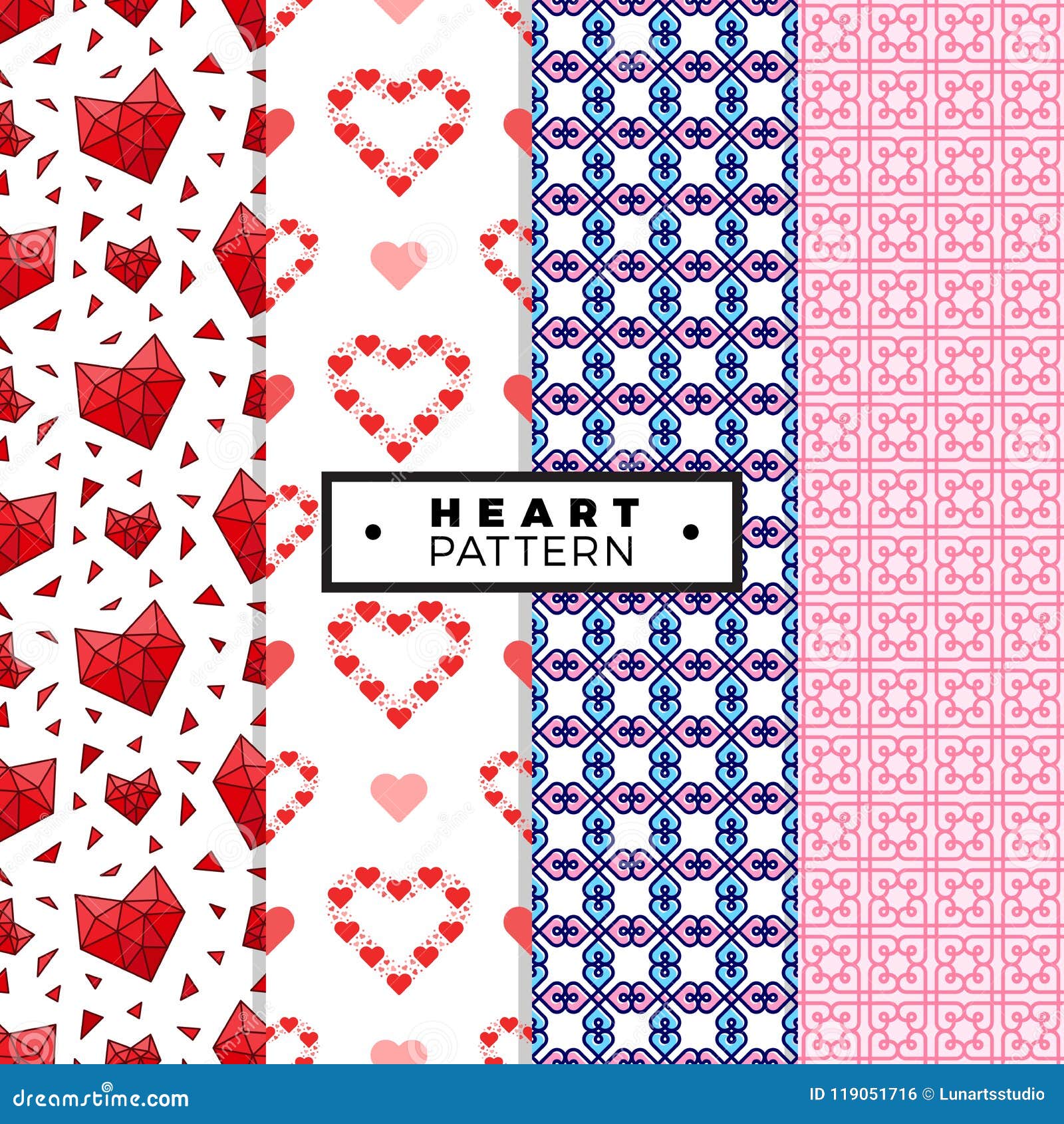 A Seamless Pattern Featuring Repeating Hearts this Romantic Text Stock ...
