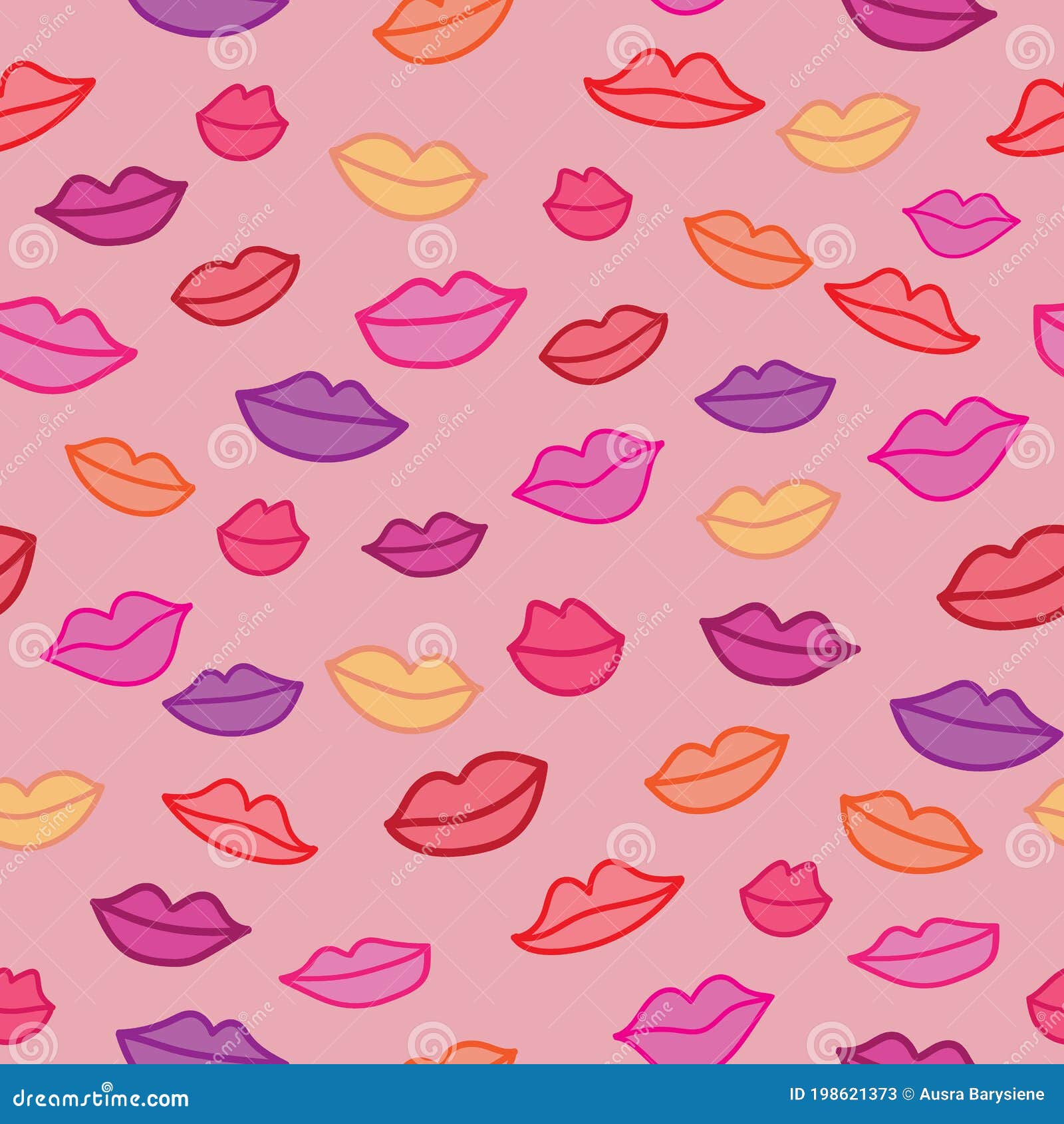 Seamless Pattern with Female Lips on Pink Background. Stock ...
