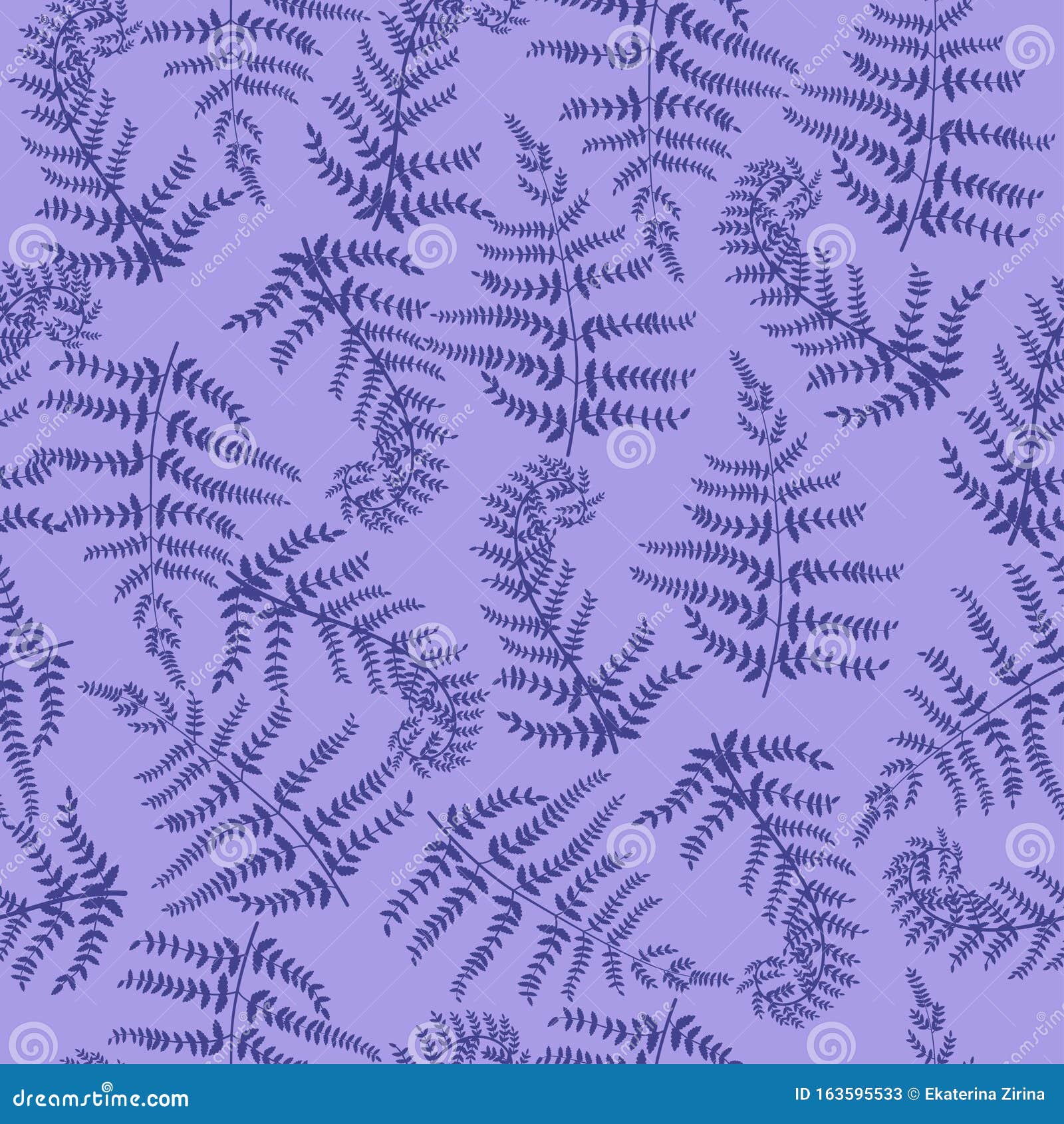 Seamless Pattern with Fern in Blue Colors. Vector Pattern Stock ...