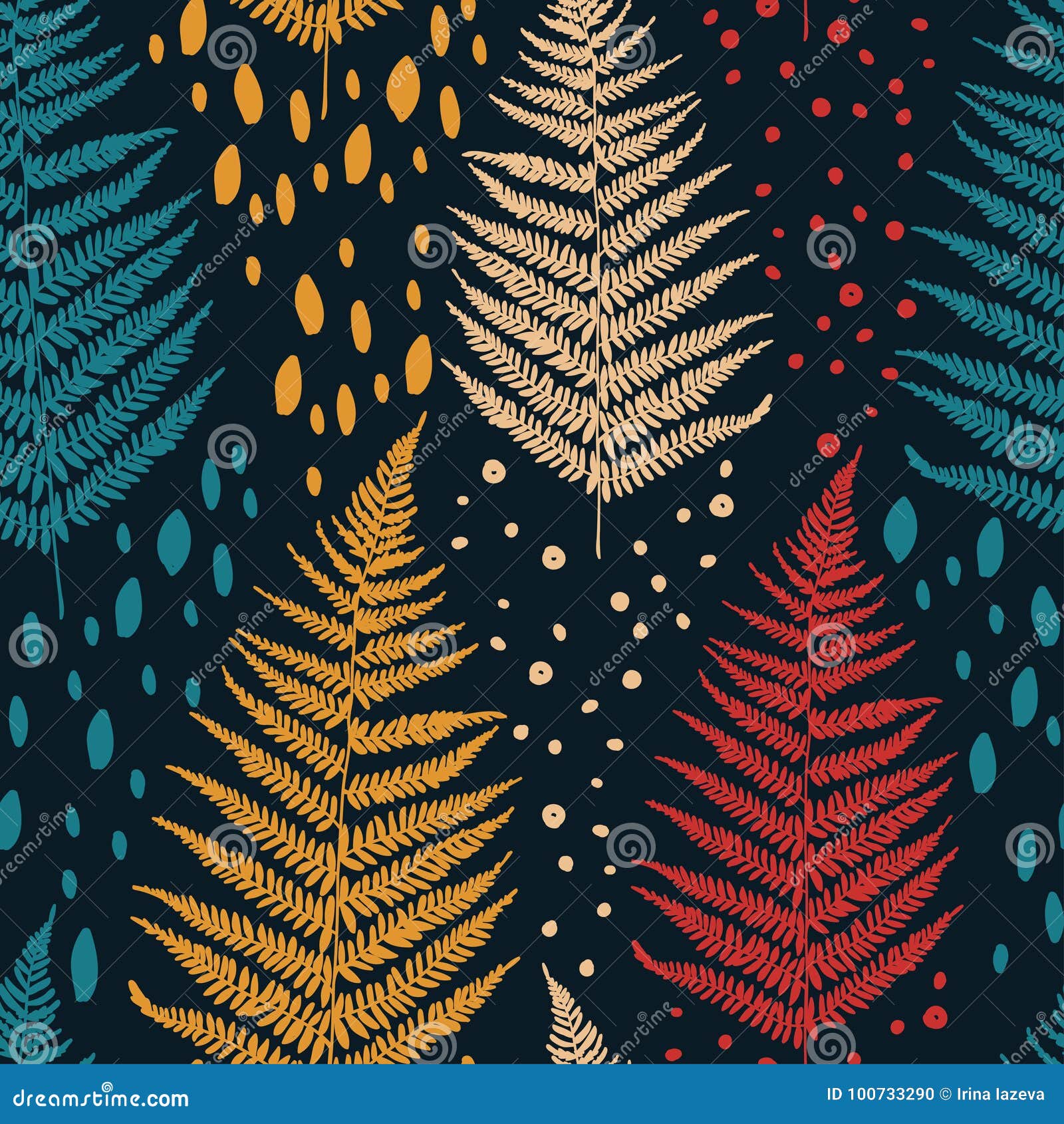 Seamless Pattern with Fern Leaves Stock Vector - Illustration of ...