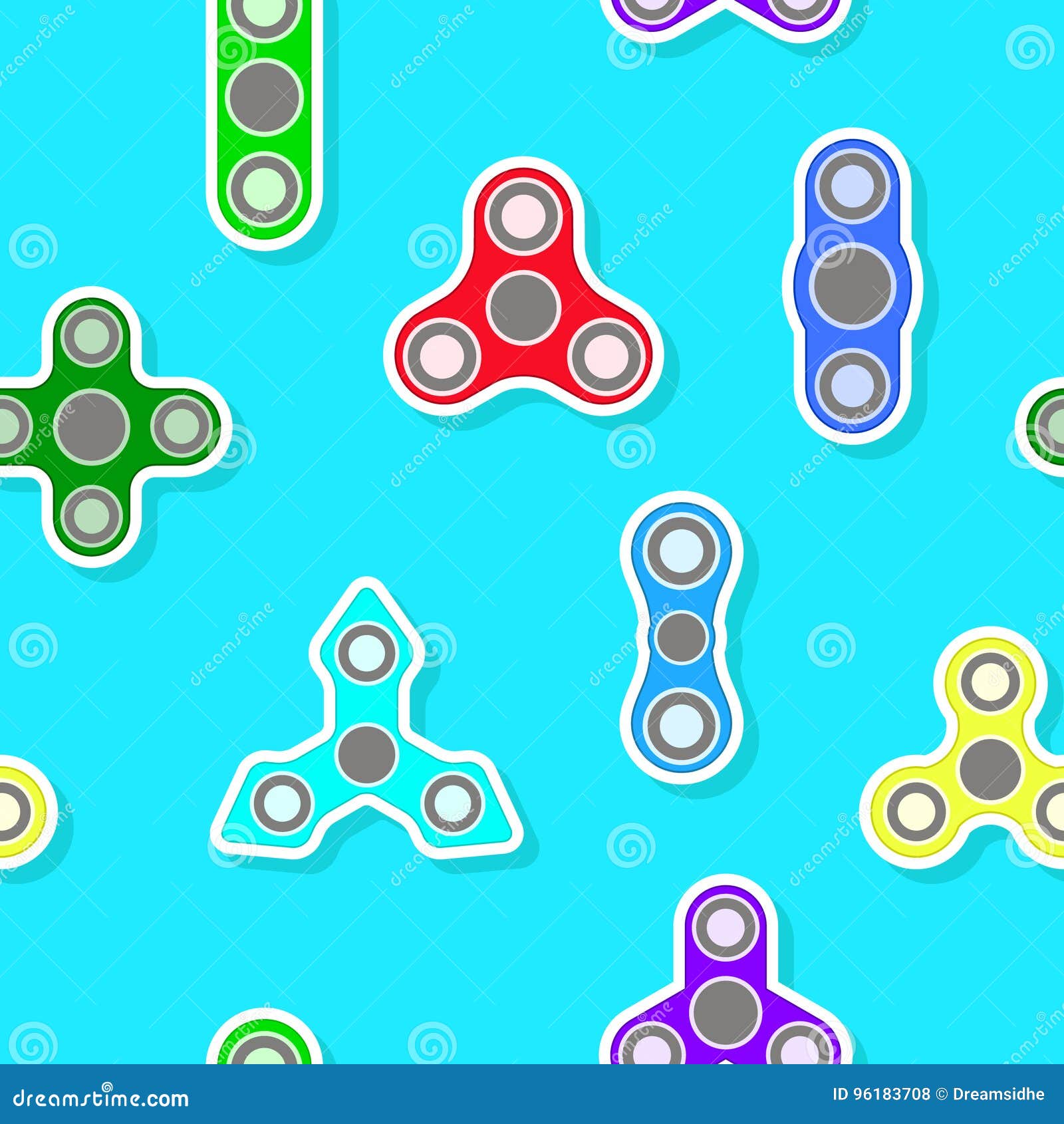 Seamless Pattern with Fidget Spinners Stock Vector - Illustration of ...