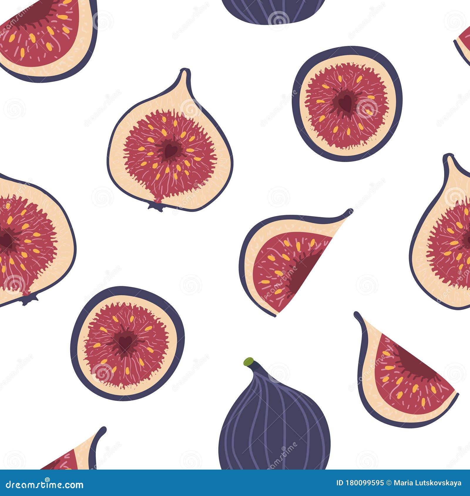 Seamless Pattern with Figs. Whole Fig with Half. Summer Background ...