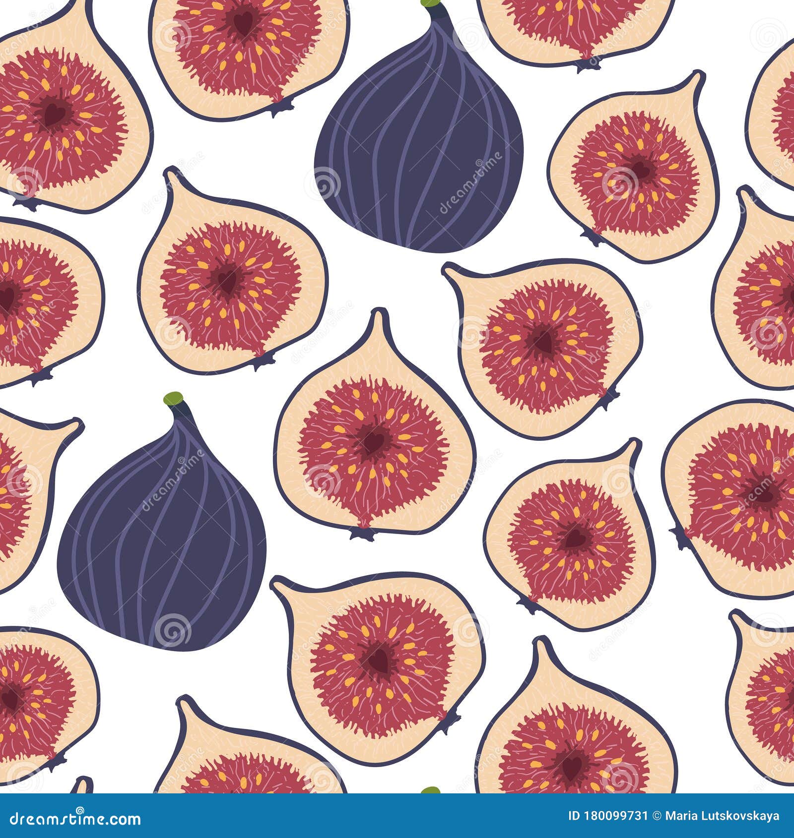 Seamless Pattern with Figs. Whole Fig with Half. Summer Background ...