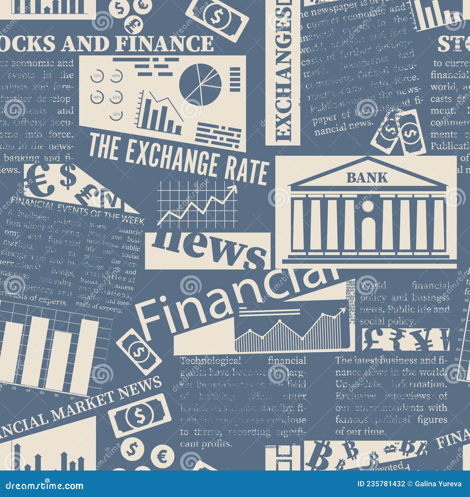 Seamless Pattern from the Financial Newspaper Stock Vector ...