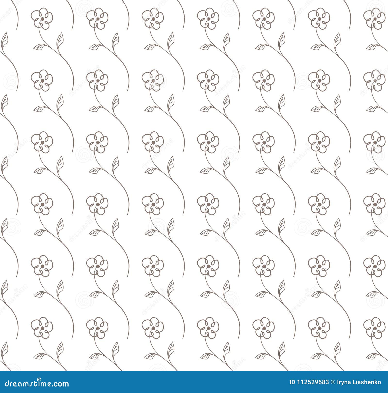 Seamless Pattern Fine Line Repeating Flower. Stock Illustration ...