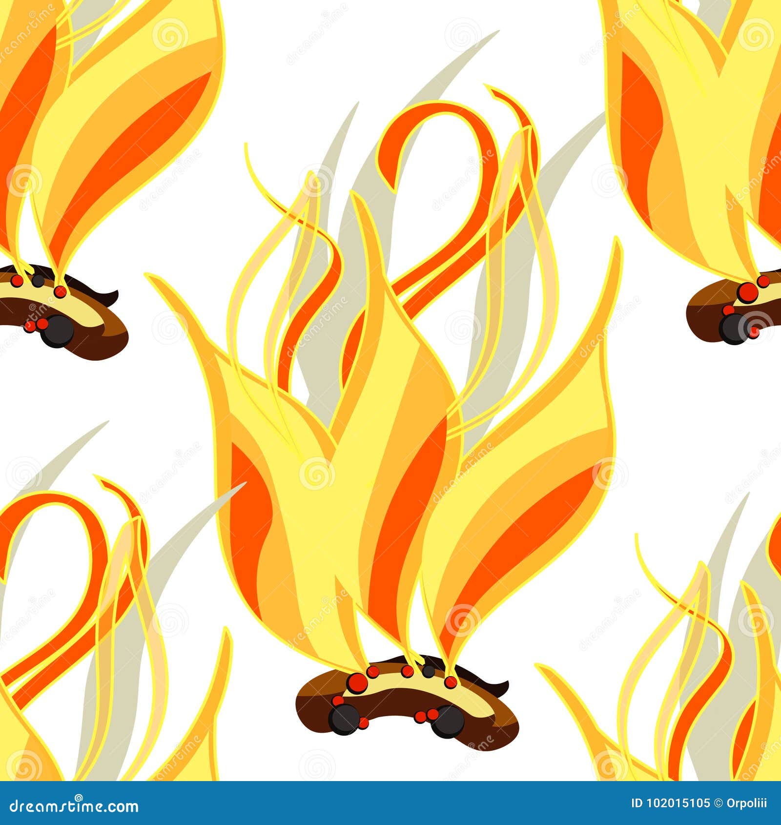 Seamless Pattern Fire a Bonfire Elements Astrological. Vector Stock ...