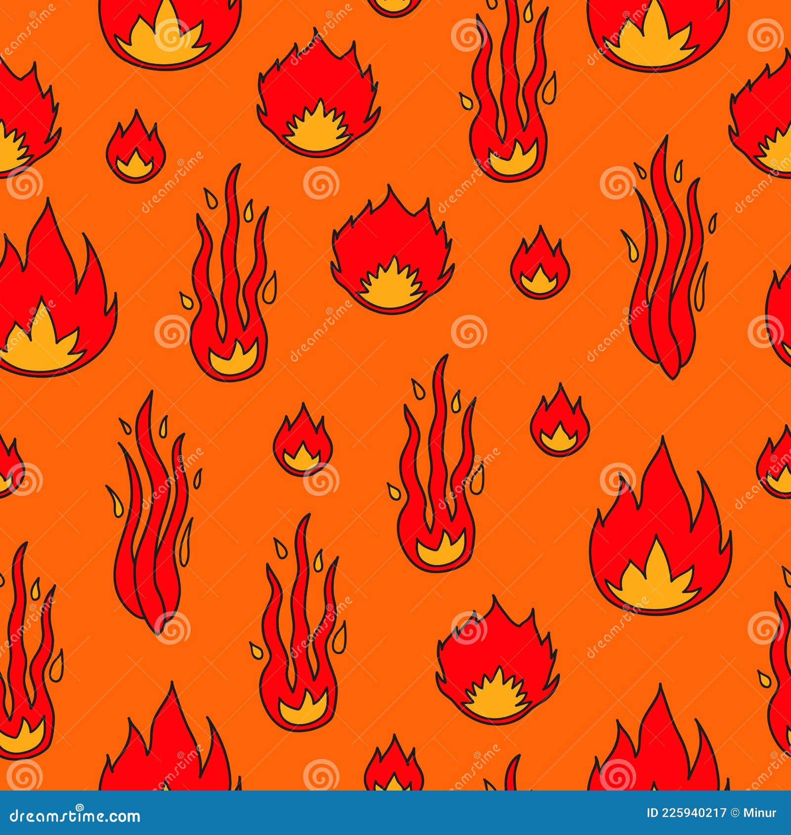 Seamless Pattern with Fire Flames. Stock Vector - Illustration of ...