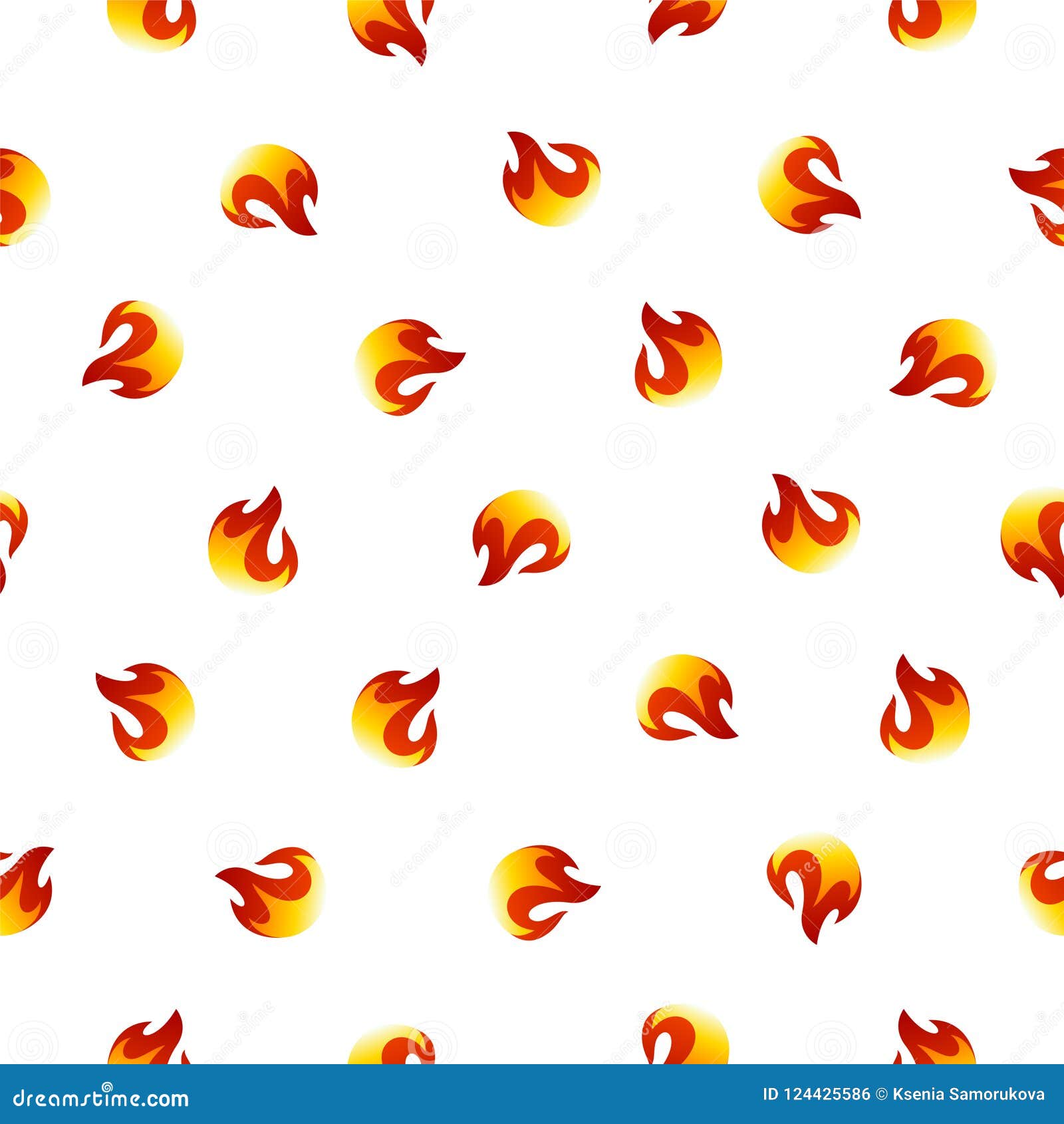 Seamless Pattern. Fire on White Background Stock Vector - Illustration ...