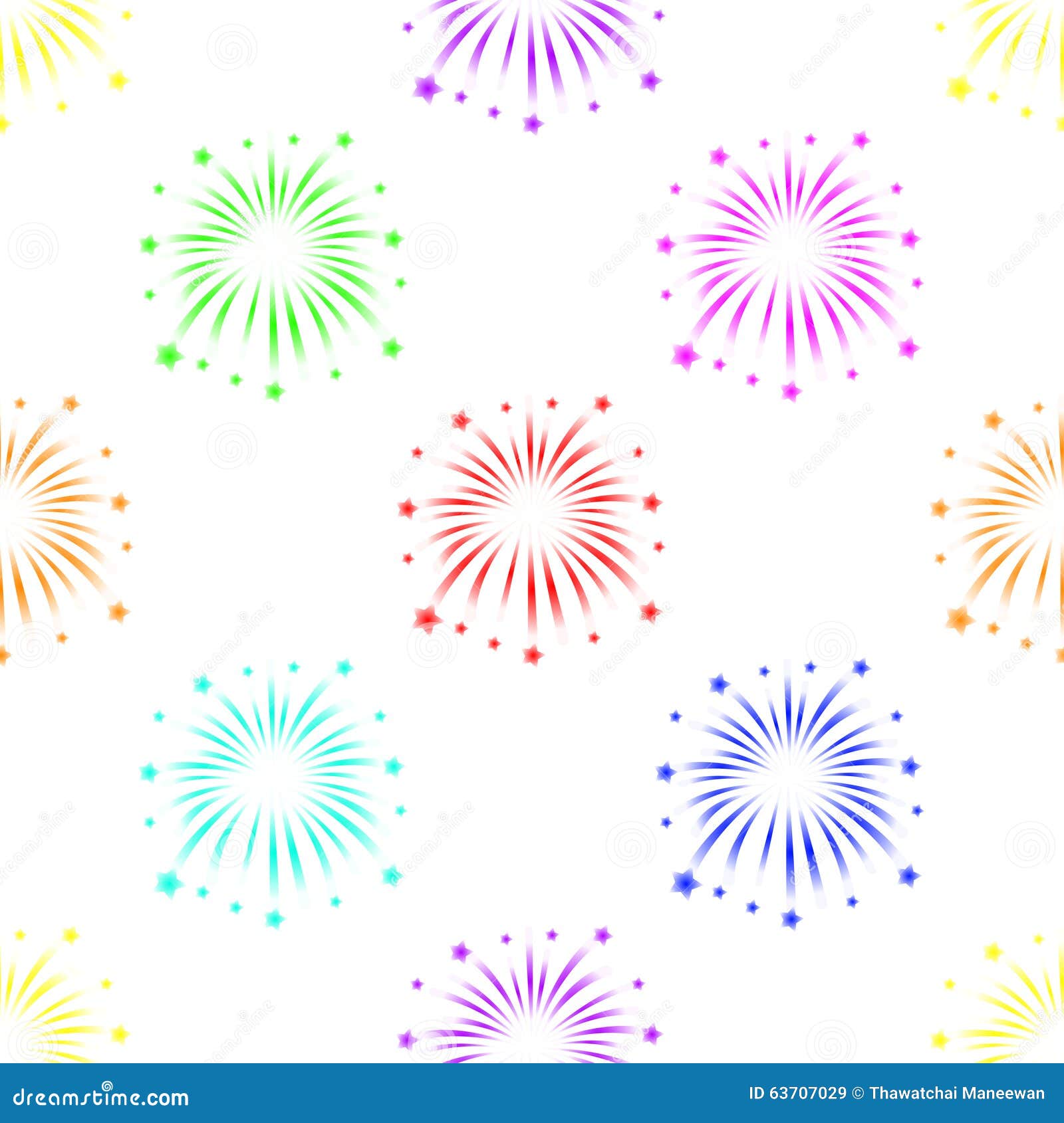 Seamless Pattern with Fireworks on White Background Stock Vector ...