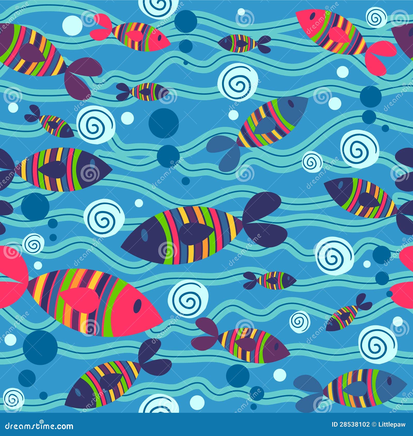 Seamless pattern with fish stock vector. Illustration of backdrop ...
