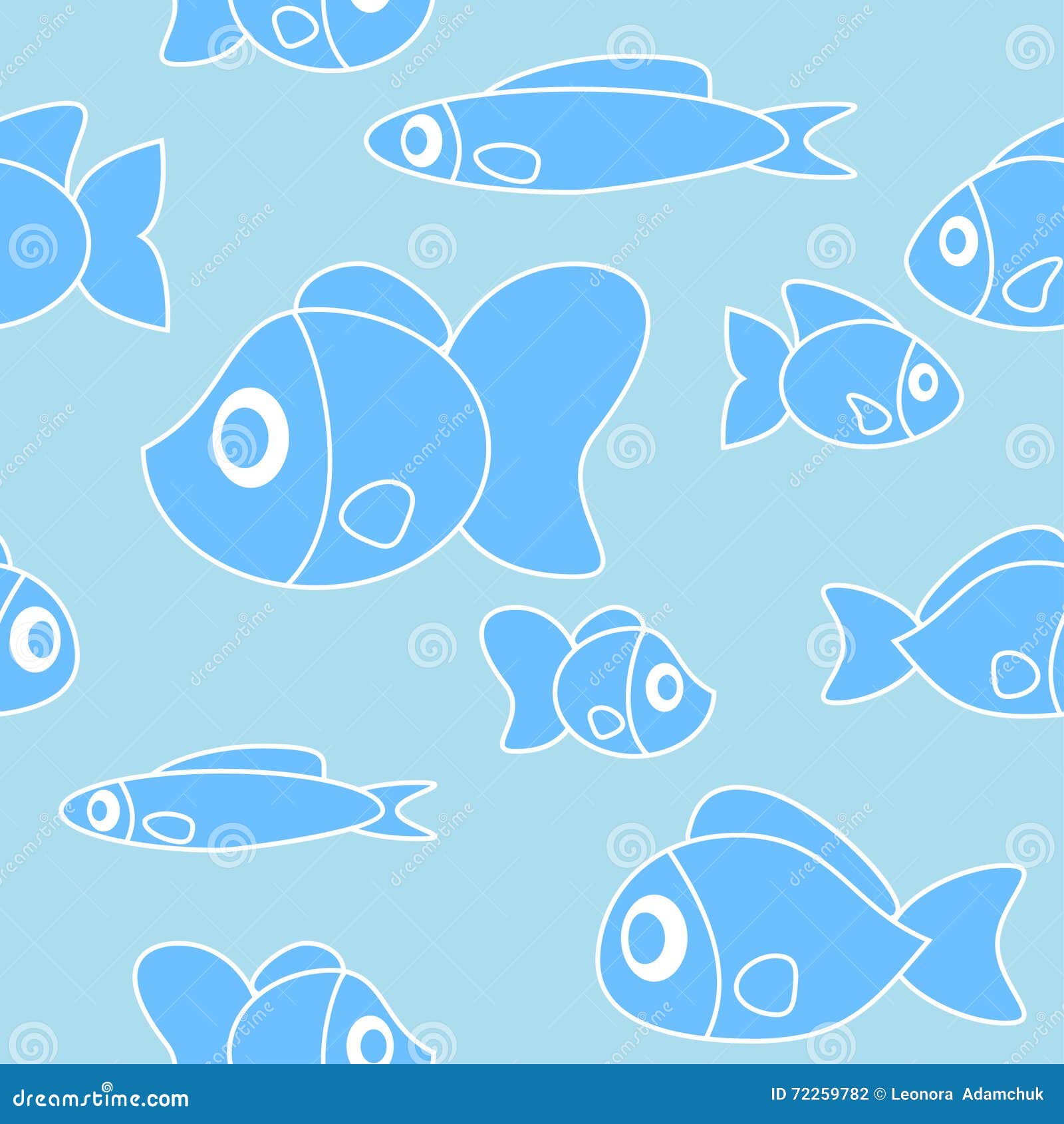 Seamless Pattern with Fish in Cartoon Style. Vector Stock Illustration ...