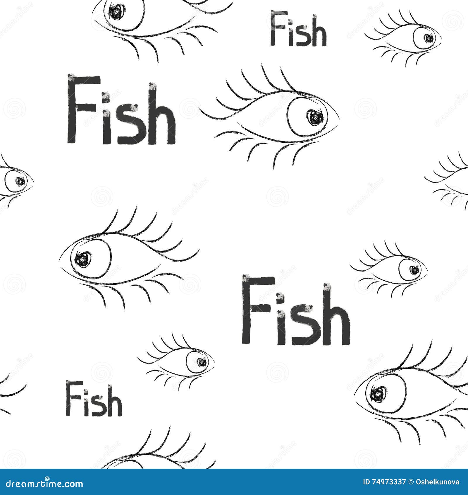 Seamless Pattern. Fish and Eye Stock Vector - Illustration of vector ...