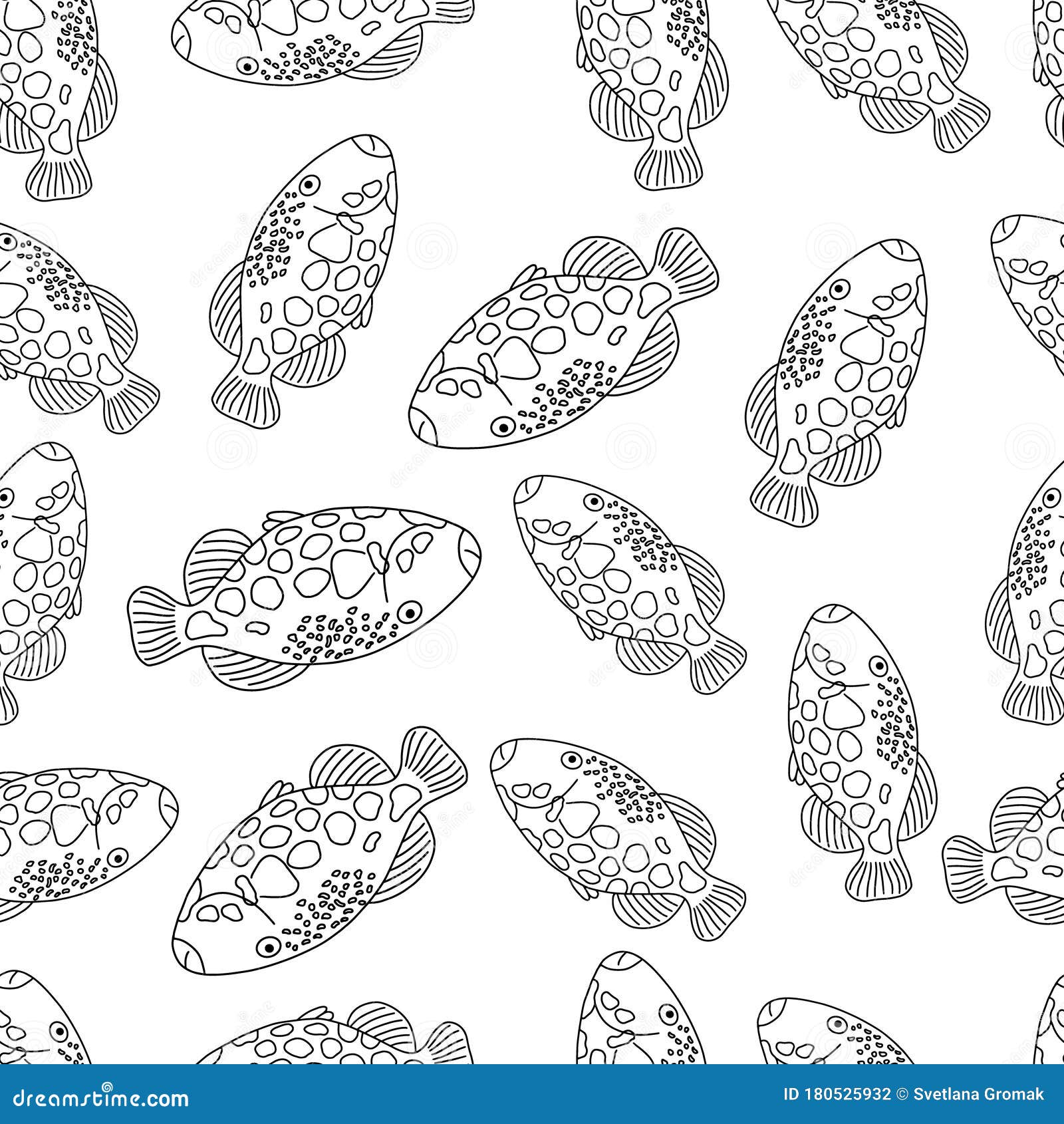 Seamless Pattern with Fish.a Fish with a Large Sharp Fin.Marine Theme ...