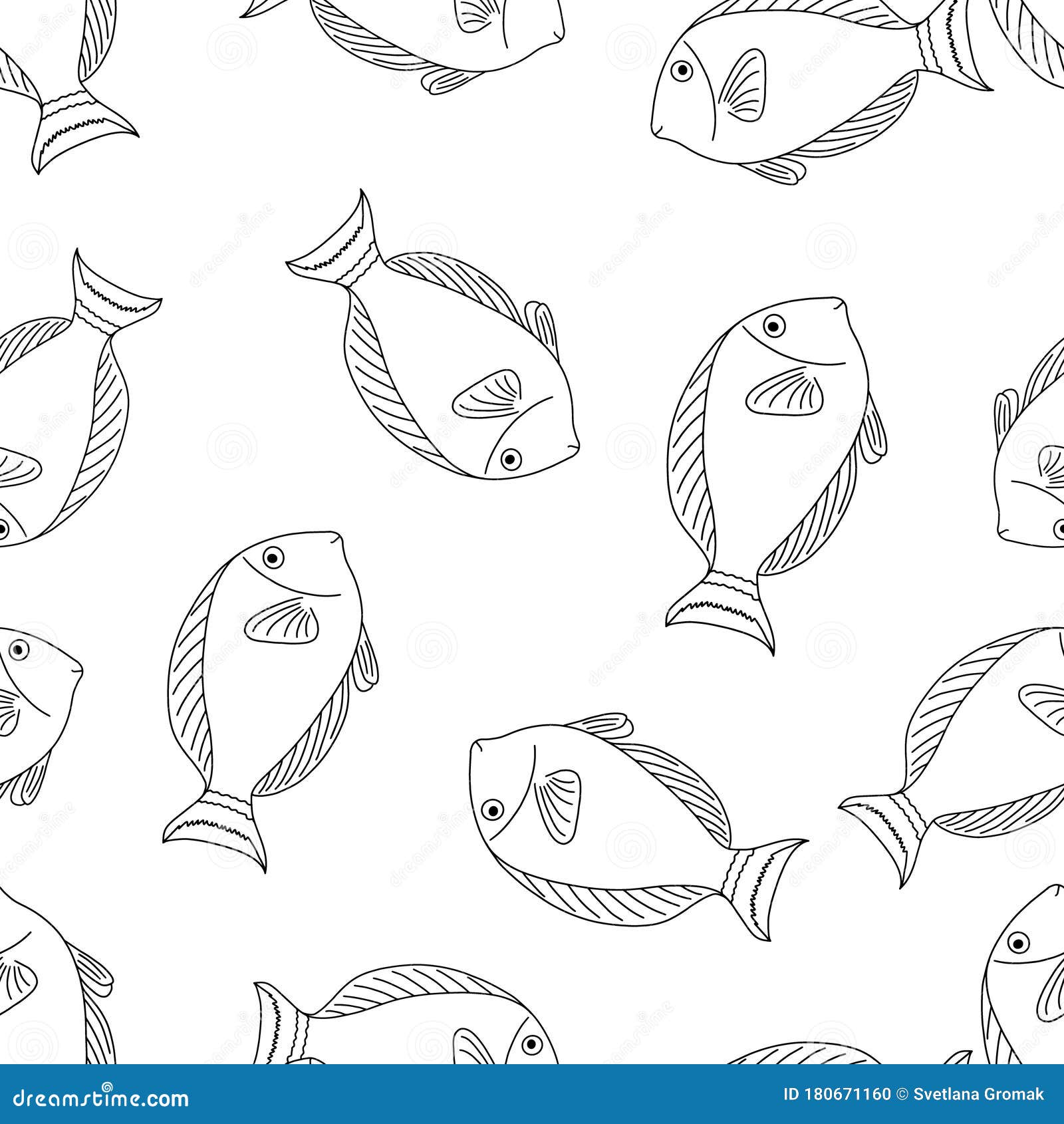 Seamless Pattern with Fish.a Fish with a Large Sharp Fin.Marine Theme ...