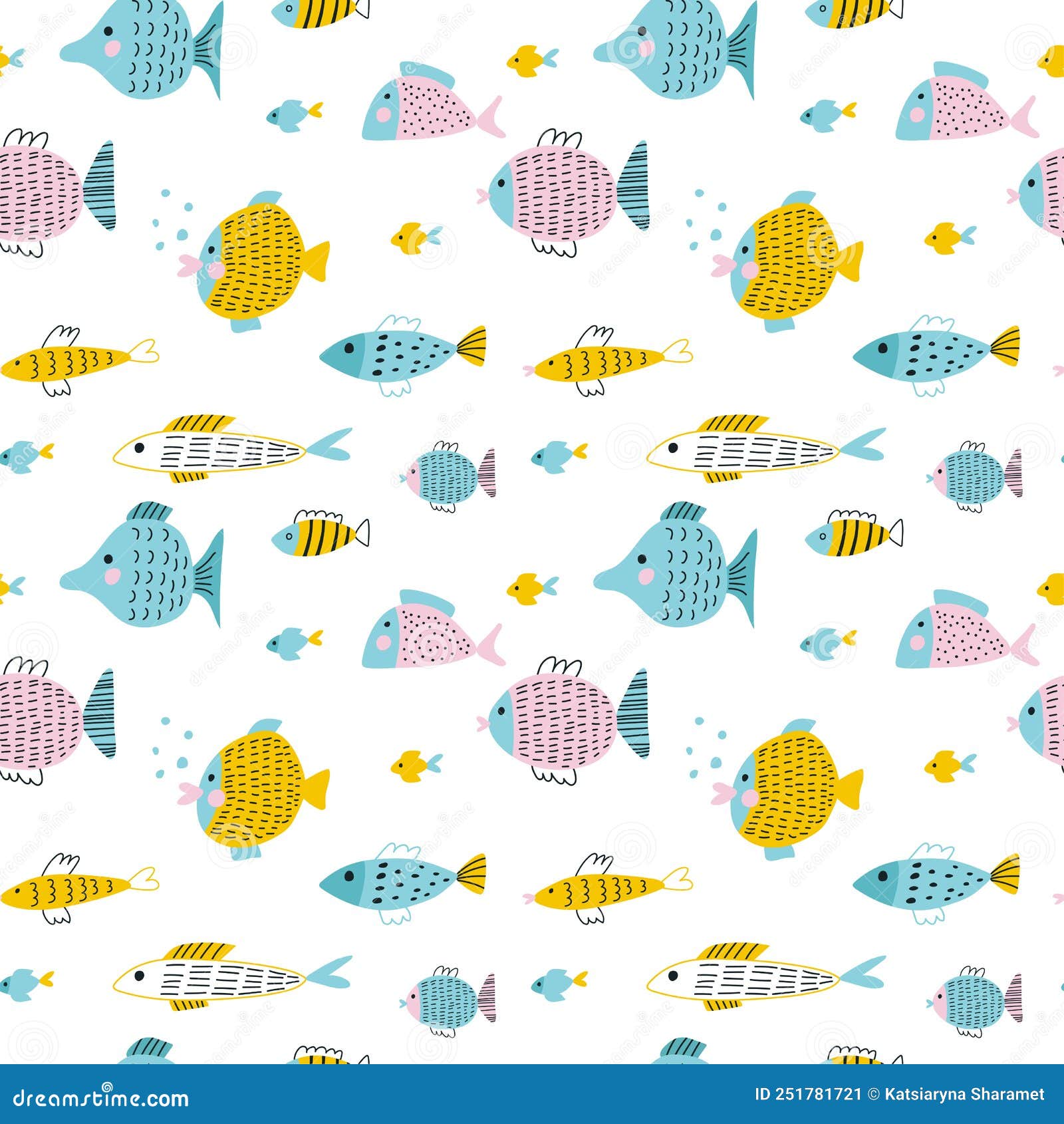 Seamless Pattern with Fish. Vector Illustrations Stock Vector ...
