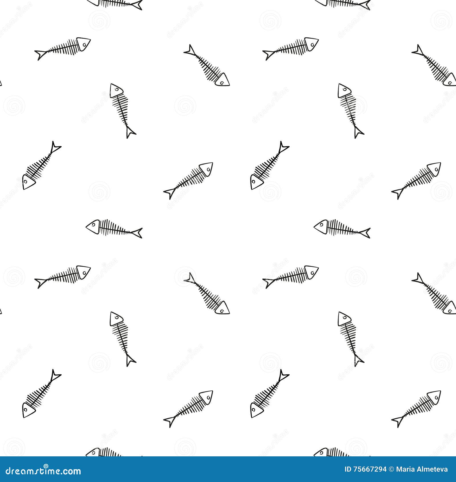 Seamless Pattern with Fishbones Stock Vector - Illustration of graphic ...