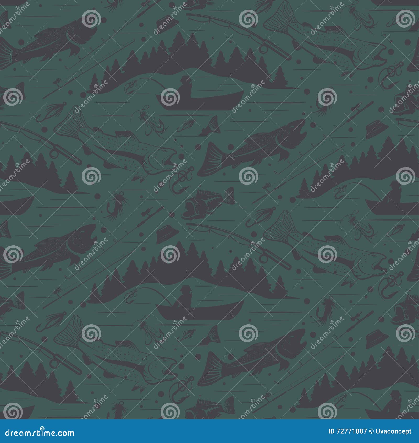 Seamless Pattern for Fishing Theme. Stock Vector - Illustration of line ...