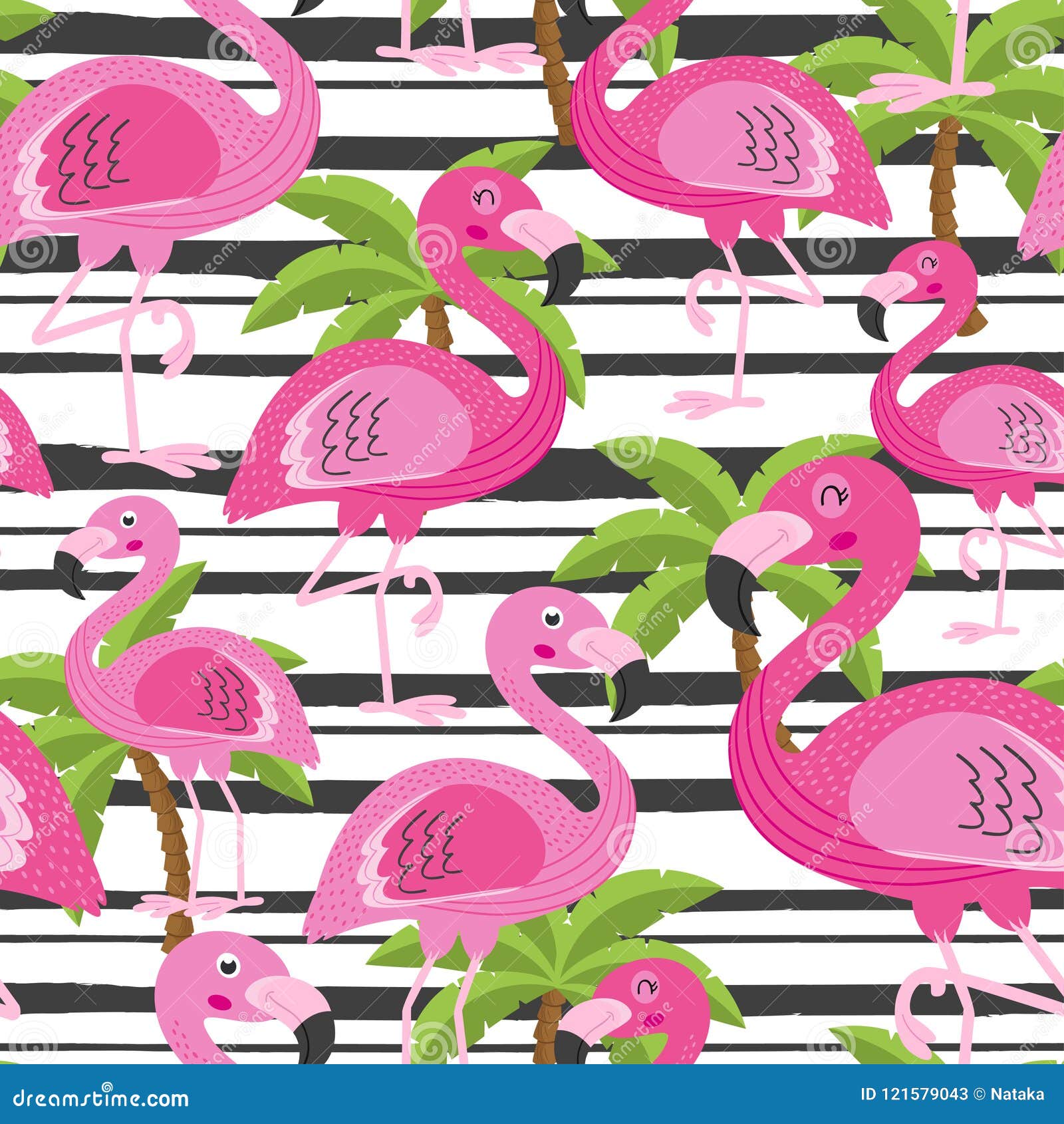 Seamless Pattern with Flamingo and Tree Palm Stock Vector ... Seamless Pattern with Flamingo and Tree Palm Stock Vector ...