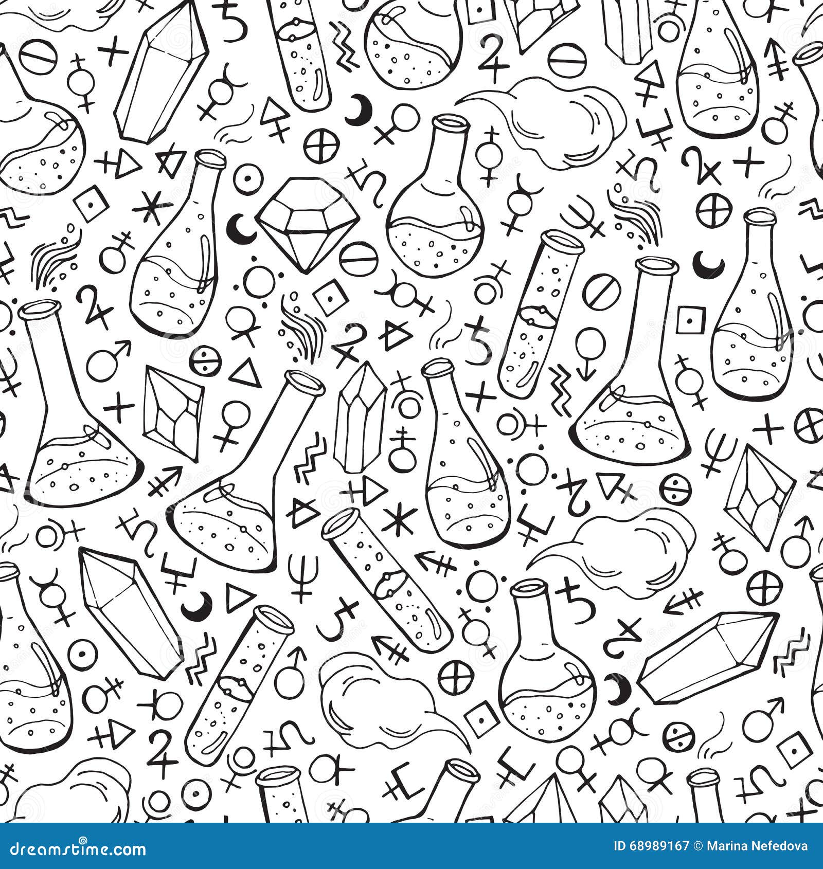 Set Of Flasks And Alchemy Symbols Vector Illustration | CartoonDealer ...