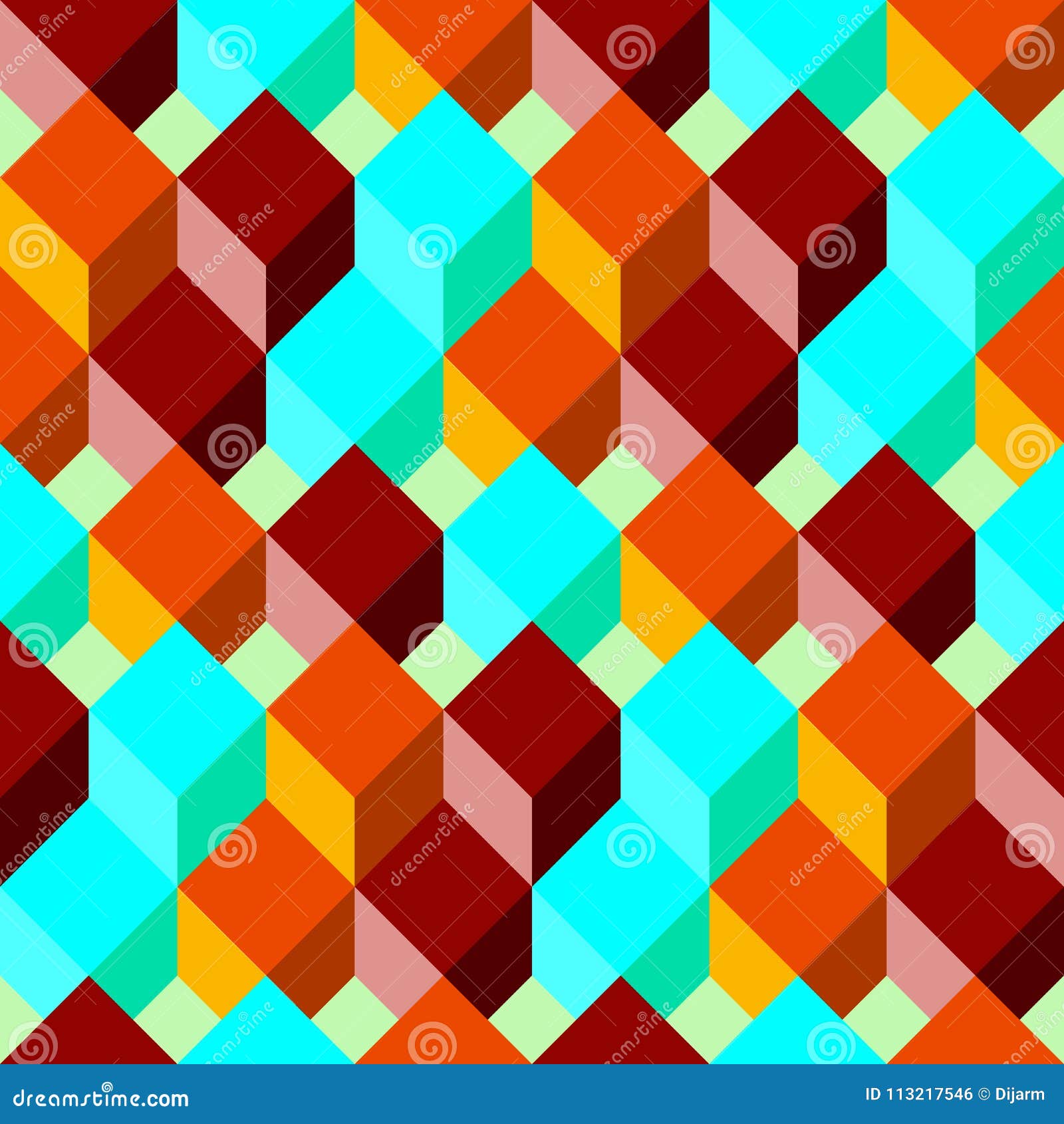 Seamless Pattern with Flat Cubes. Abstract Background in Bright Colors ...