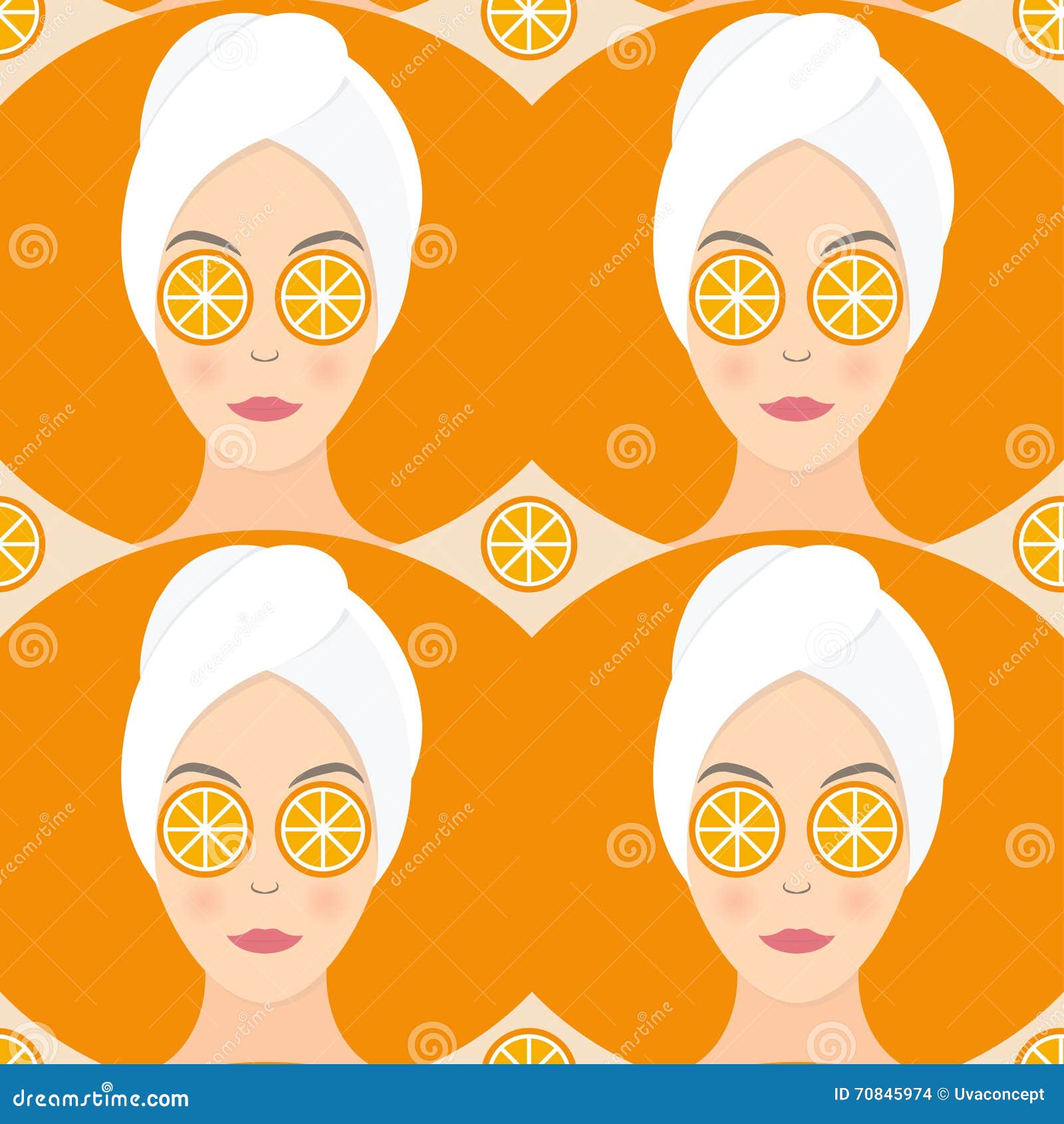 Seamless Pattern Flat Design Mask of Orange on H Stock Vector ...