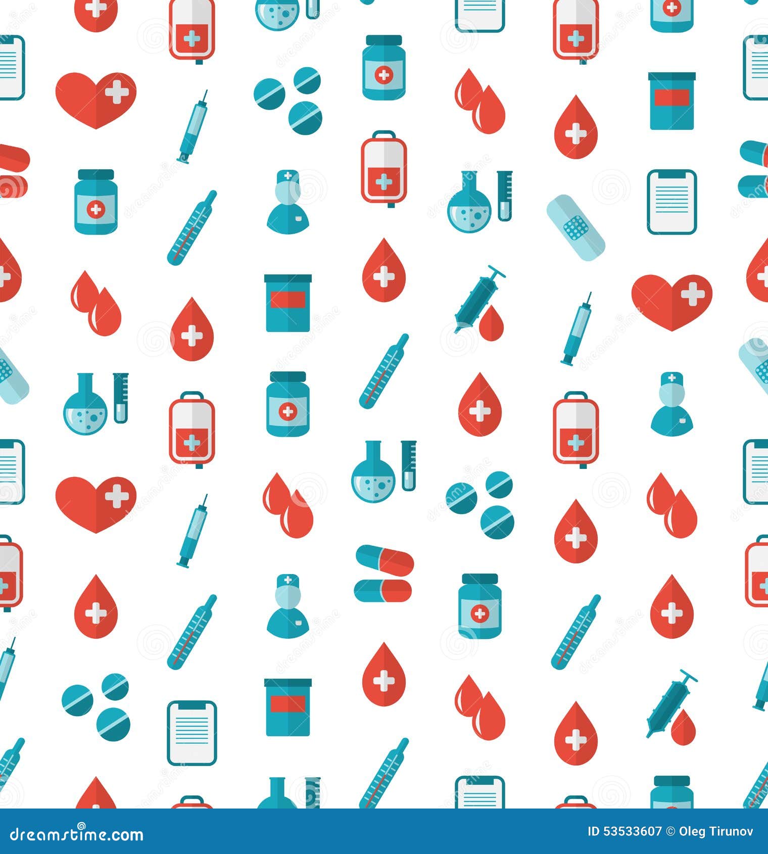 Seamless Pattern with Flat Medical Icons, Repeating Backdrop Stock ...