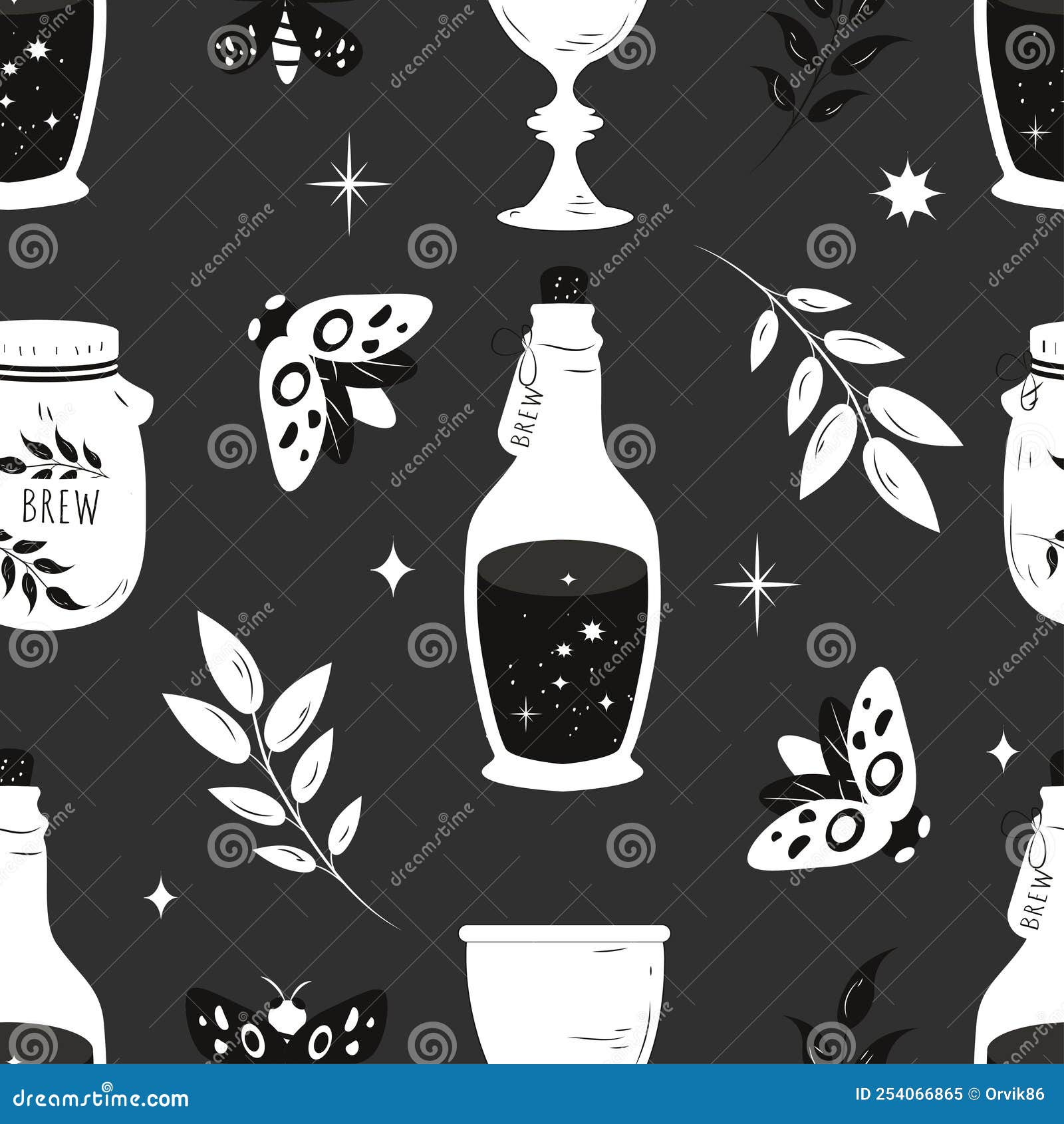 Seamless Pattern in a Flat Style on the Theme of Witchcraft and ...