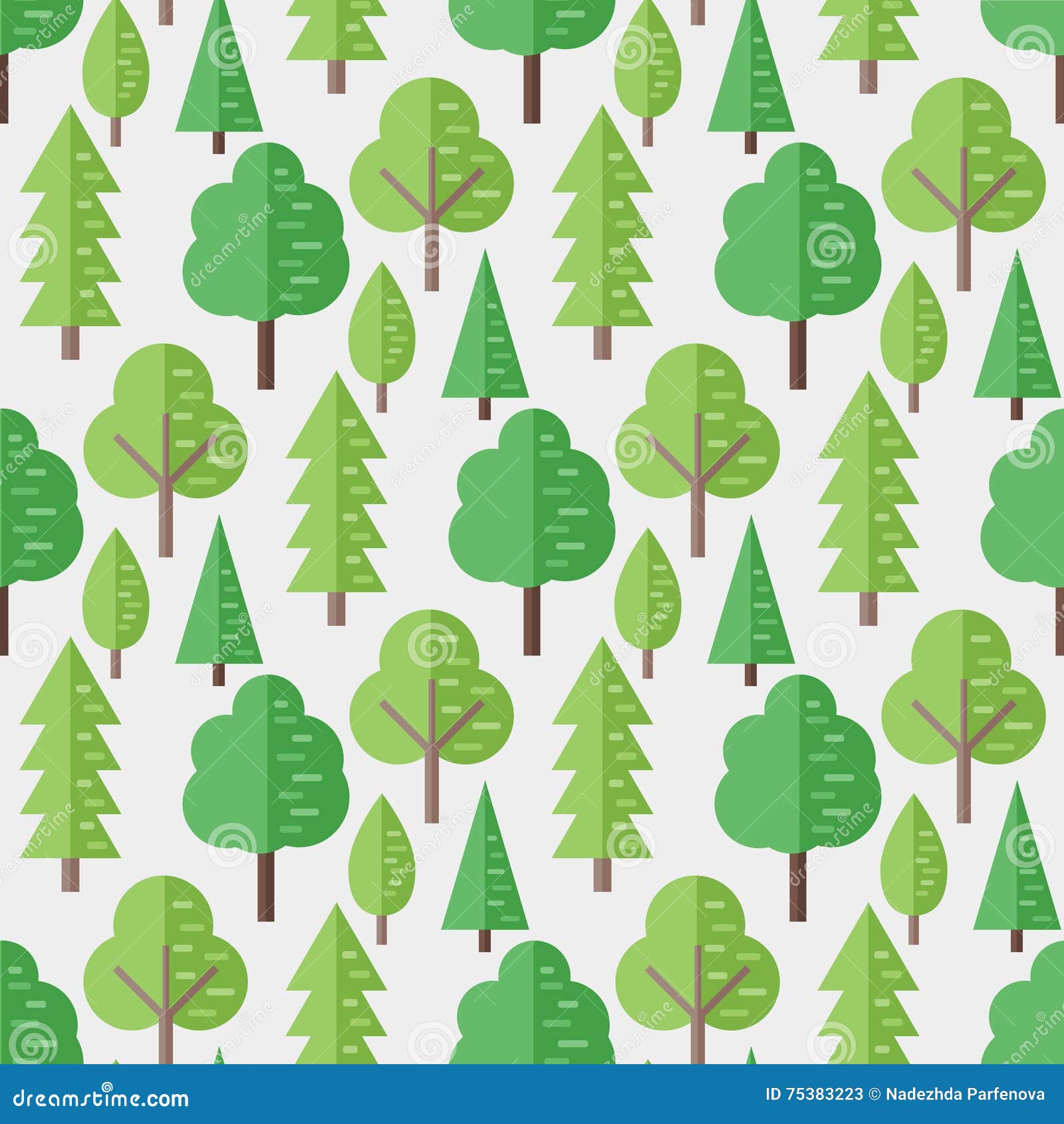 Seamless Pattern with Flat Trees. Vector Background Stock Vector ...