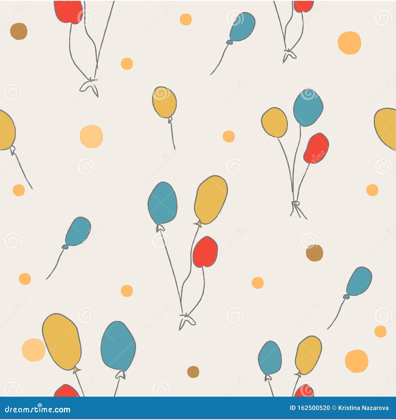 Seamless Pattern with Floating Balloons on White Background. Repeating ...
