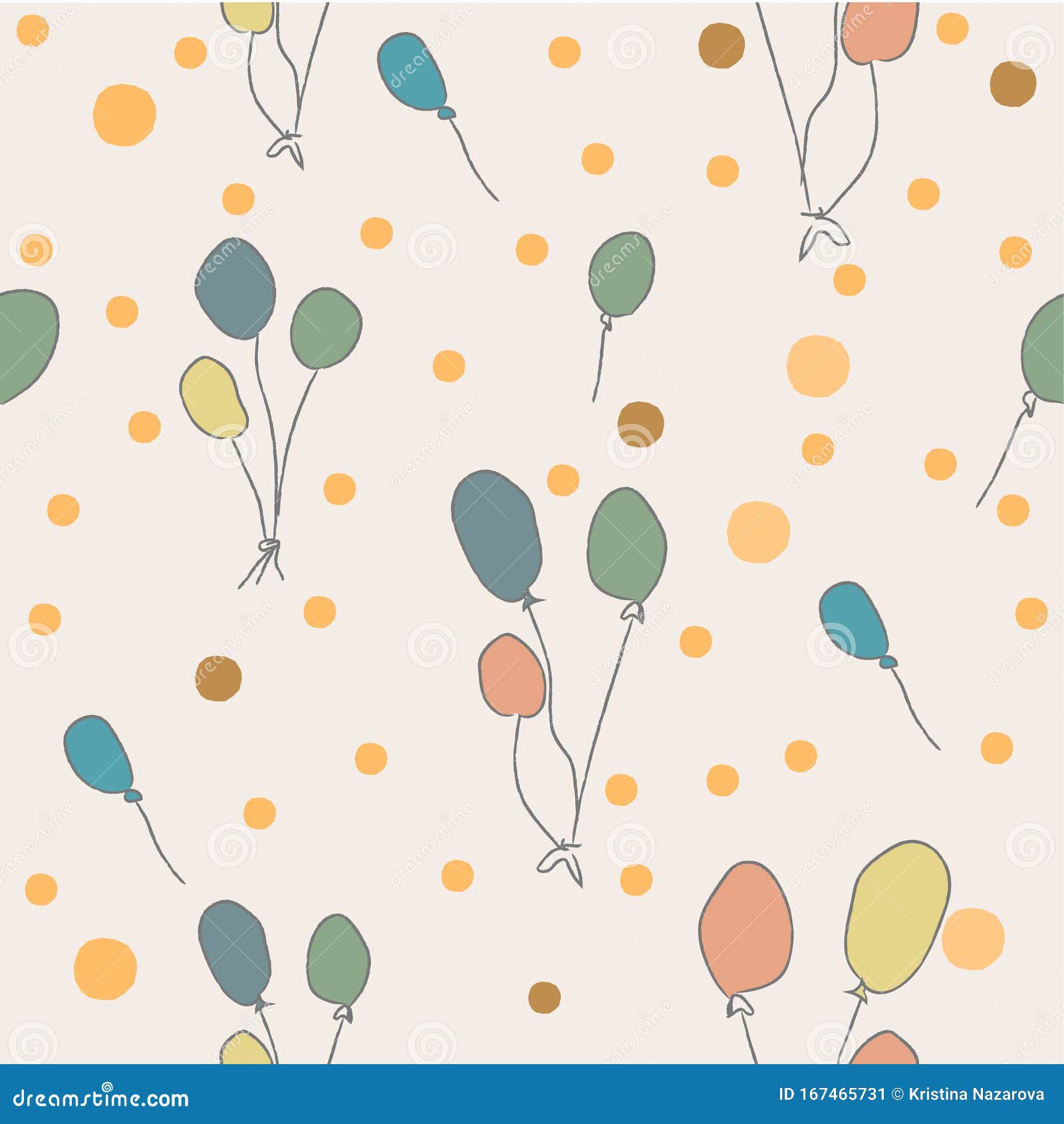 Seamless Pattern with Floating Balloons on White Background. Repeating ...