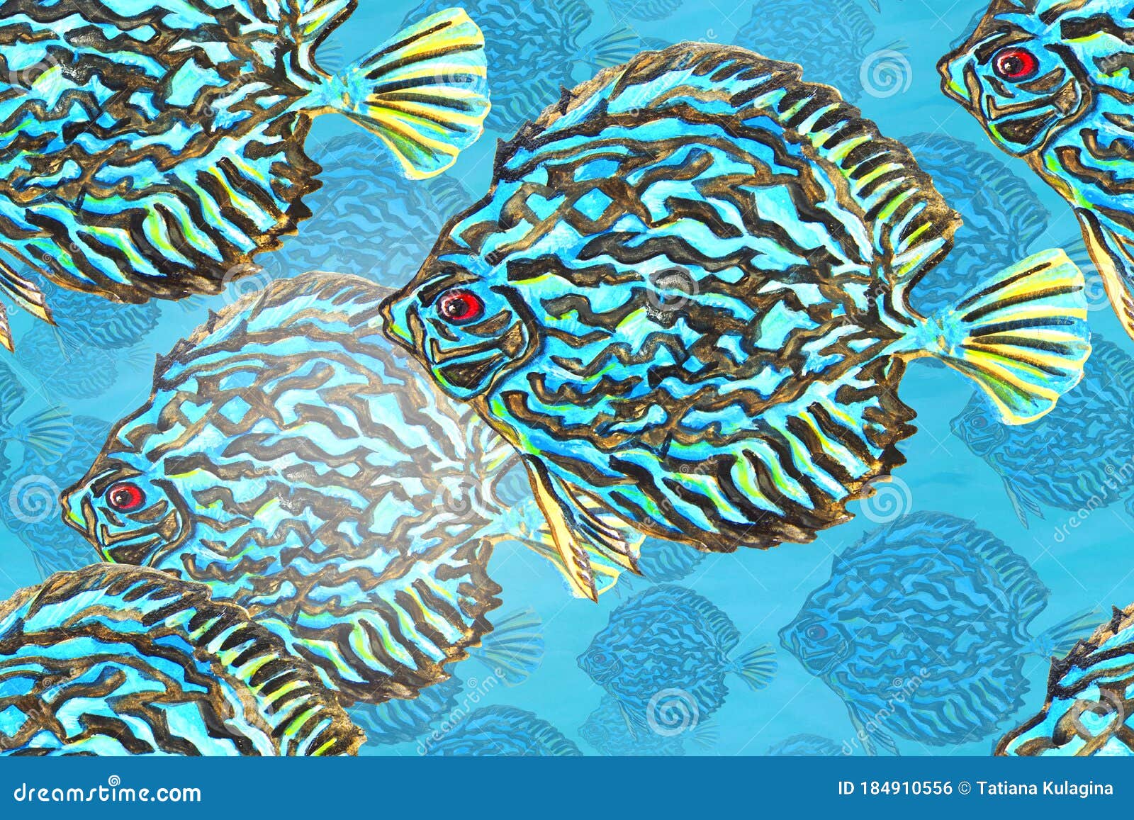 Seamless Pattern with a Flock of Tropical Fish. Stock Illustration ...