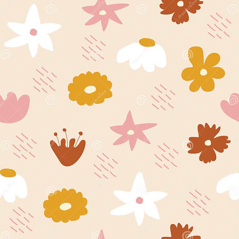 Seamless Pattern with Flood Flowers. Beautiful Floral Printable Pattern ...