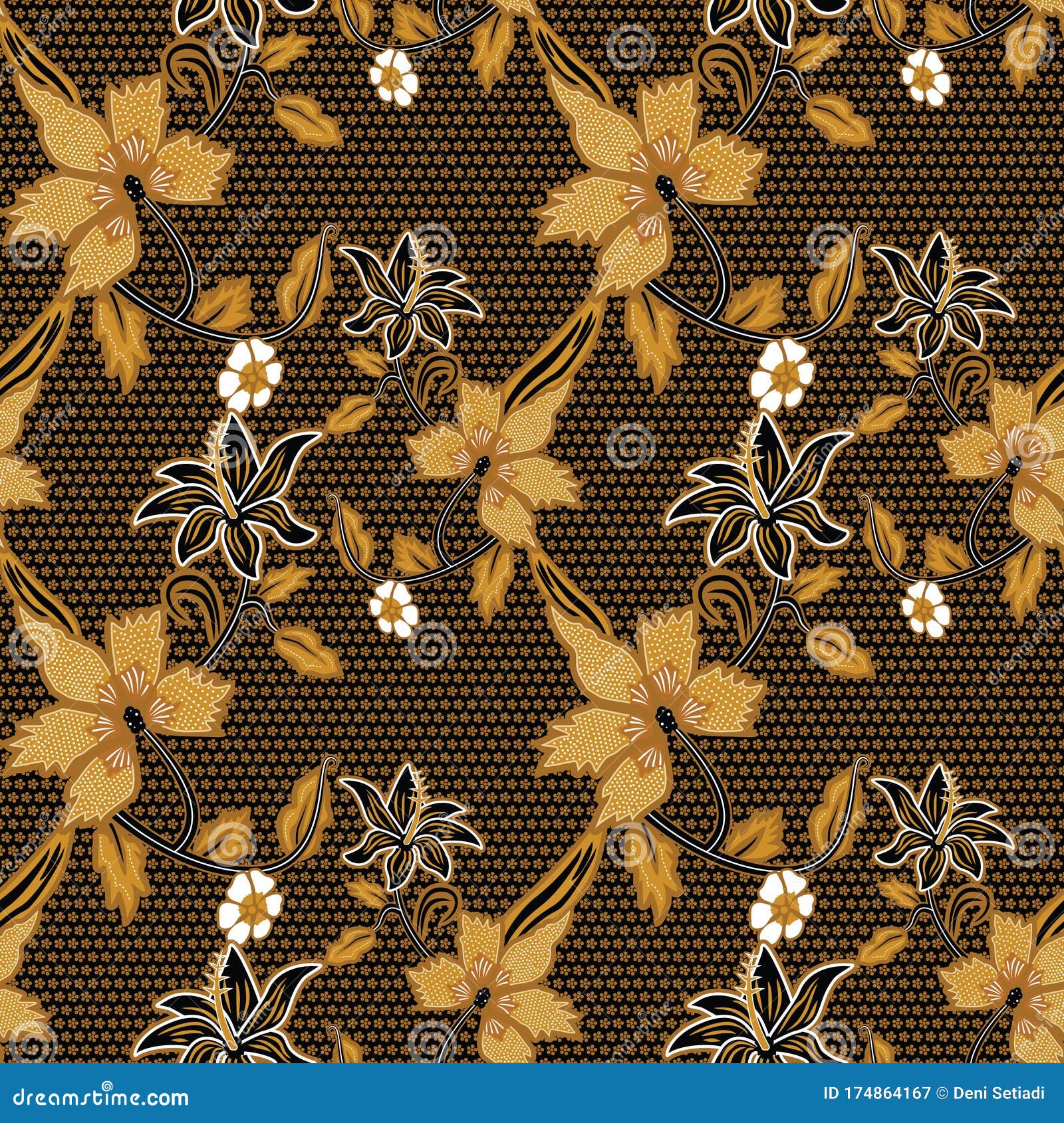 Seamless Pattern with Floral Illustration Vector with Classical Motif ...