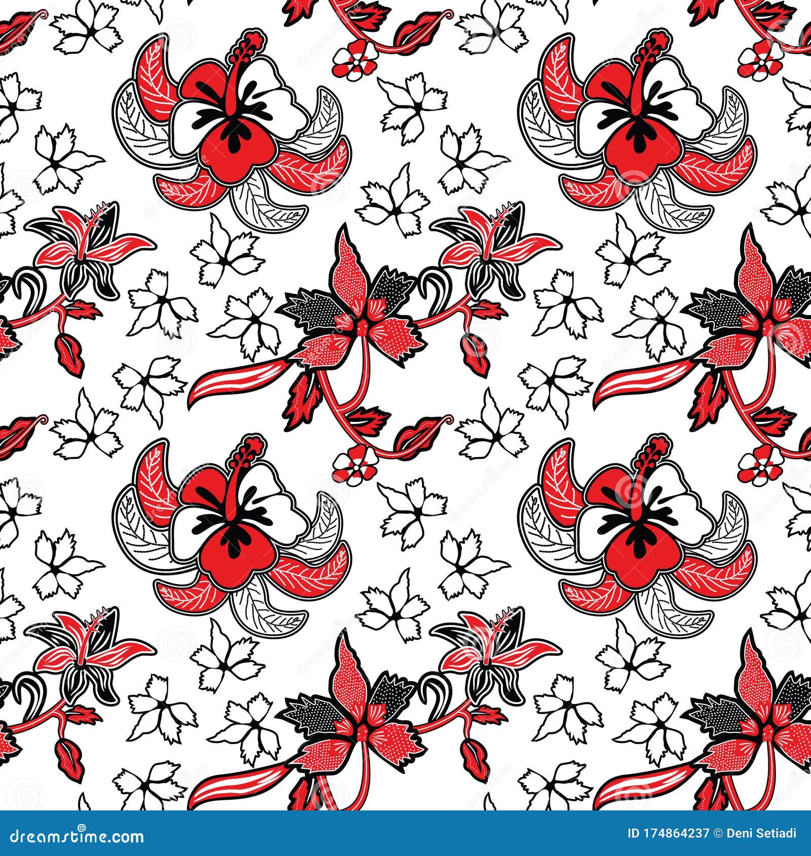 Seamless Pattern with Floral Illustration Vector with Classical Motif ...