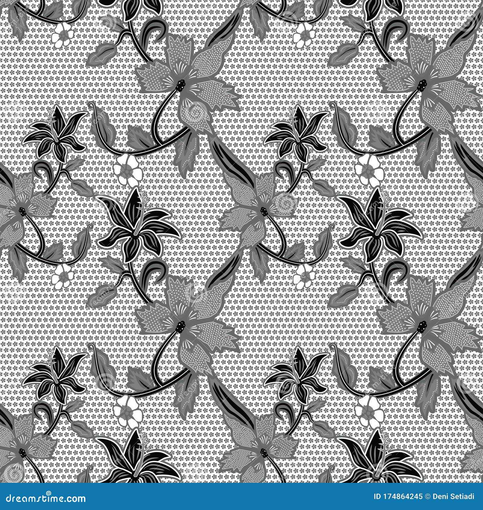 Seamless Pattern with Floral Illustration Vector with Classical Motif ...
