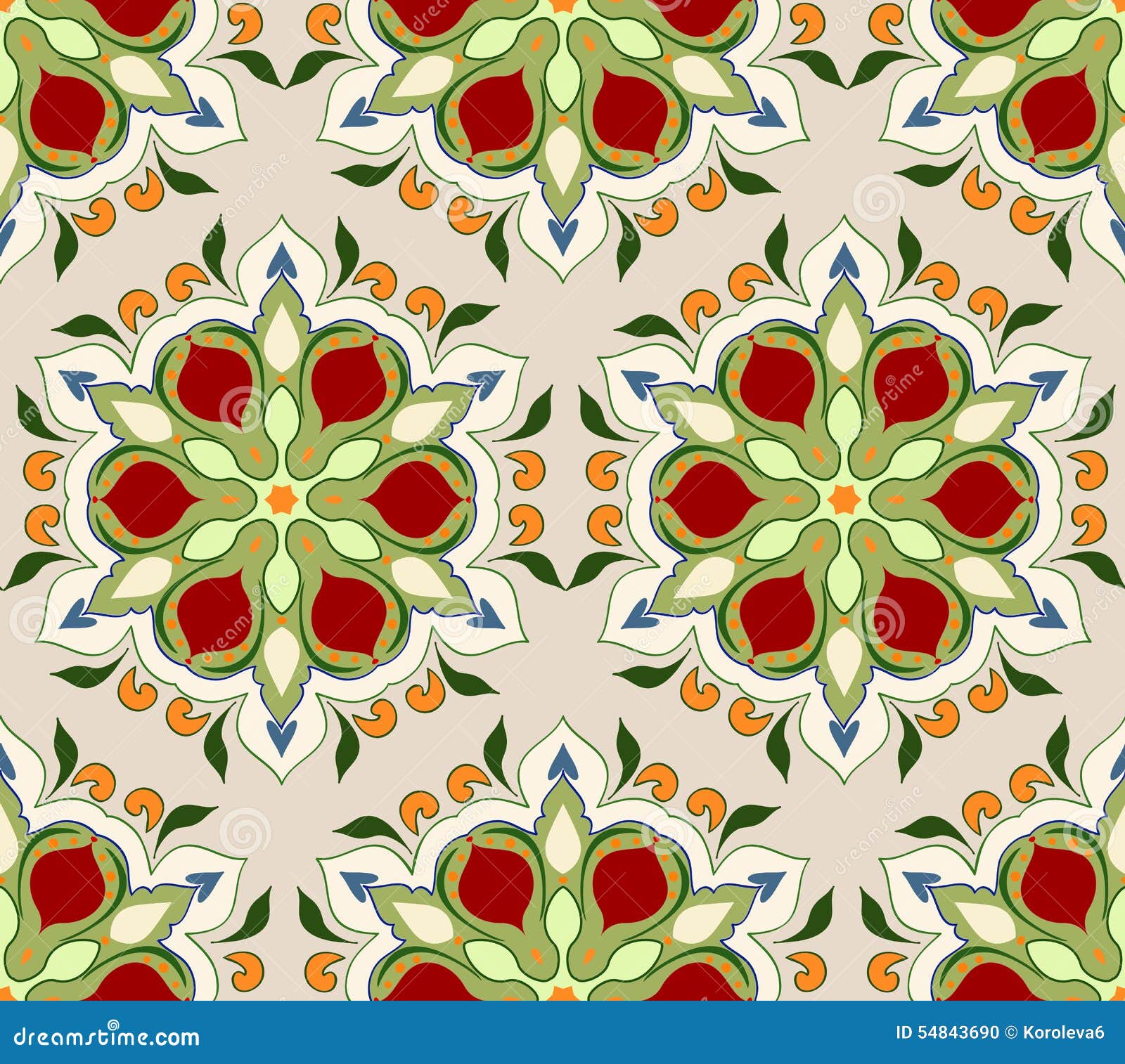 Seamless Pattern with Floral Motives Stock Vector - Illustration of ...