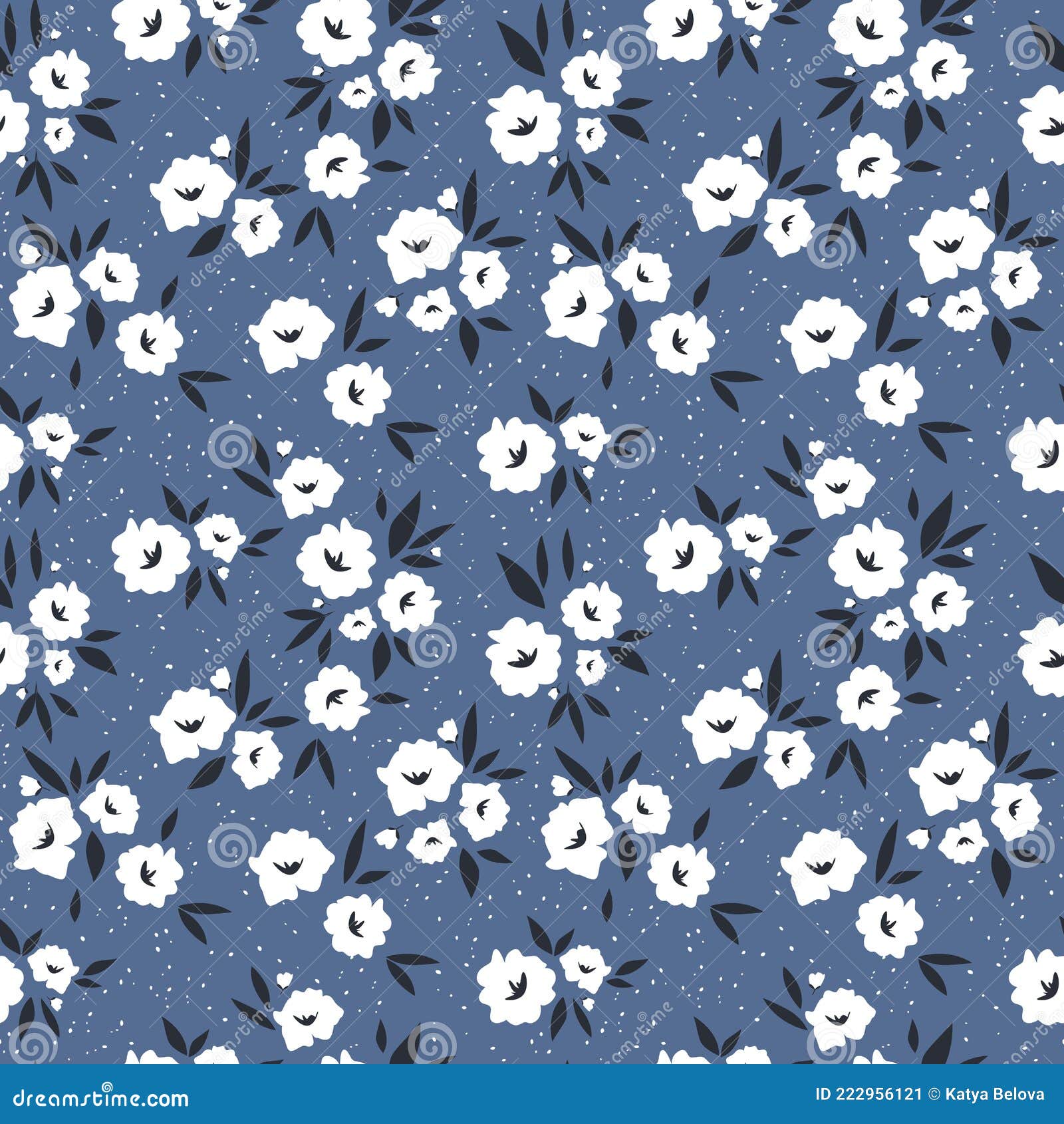 Seamless Pattern in Floral Style. Small Flowers on a Blue Background ...