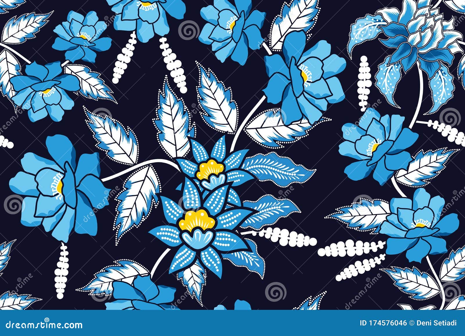 Seamless Pattern with Floral Vector Illustration, Indonesian Batik ...