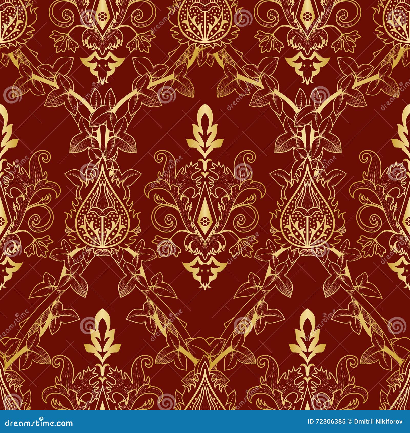 Seamless Pattern Floral Victorian Gold Stock Vector - Illustration of ...
