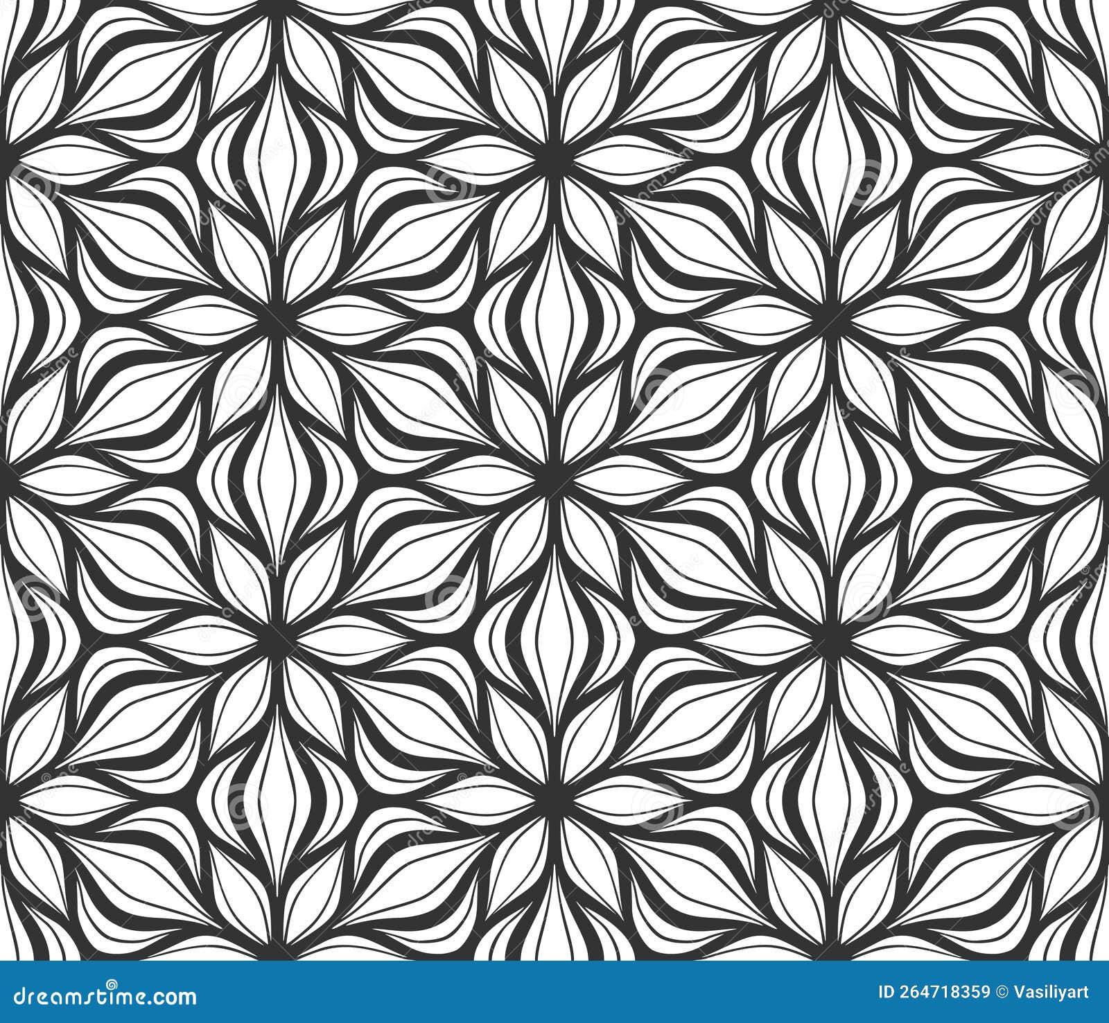 Seamless Pattern Flower Background Black Grid Tile Stock Vector ...